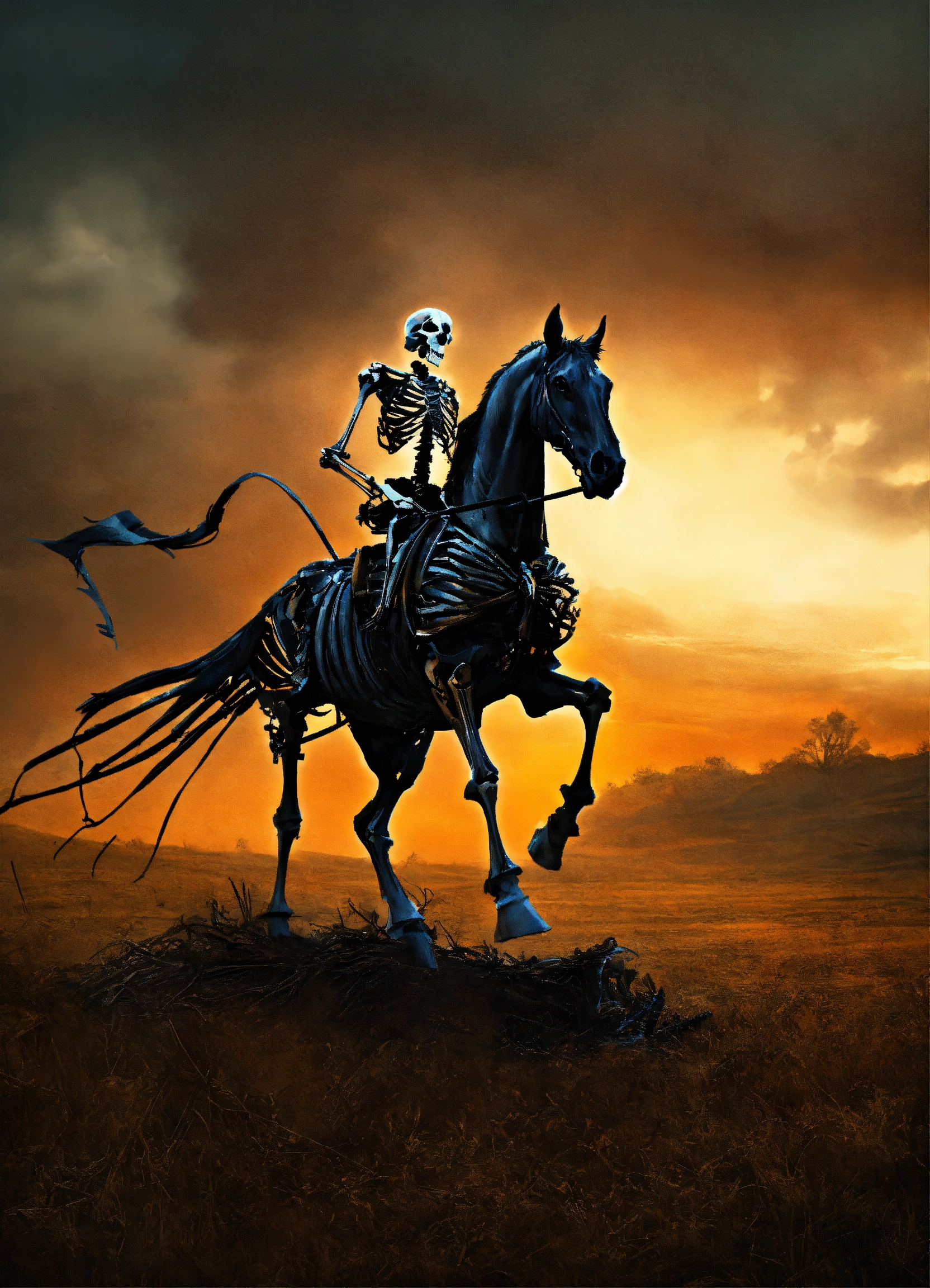 Lexica - Skeletal horse, apocalyptical background, death, Grim Reaper ...