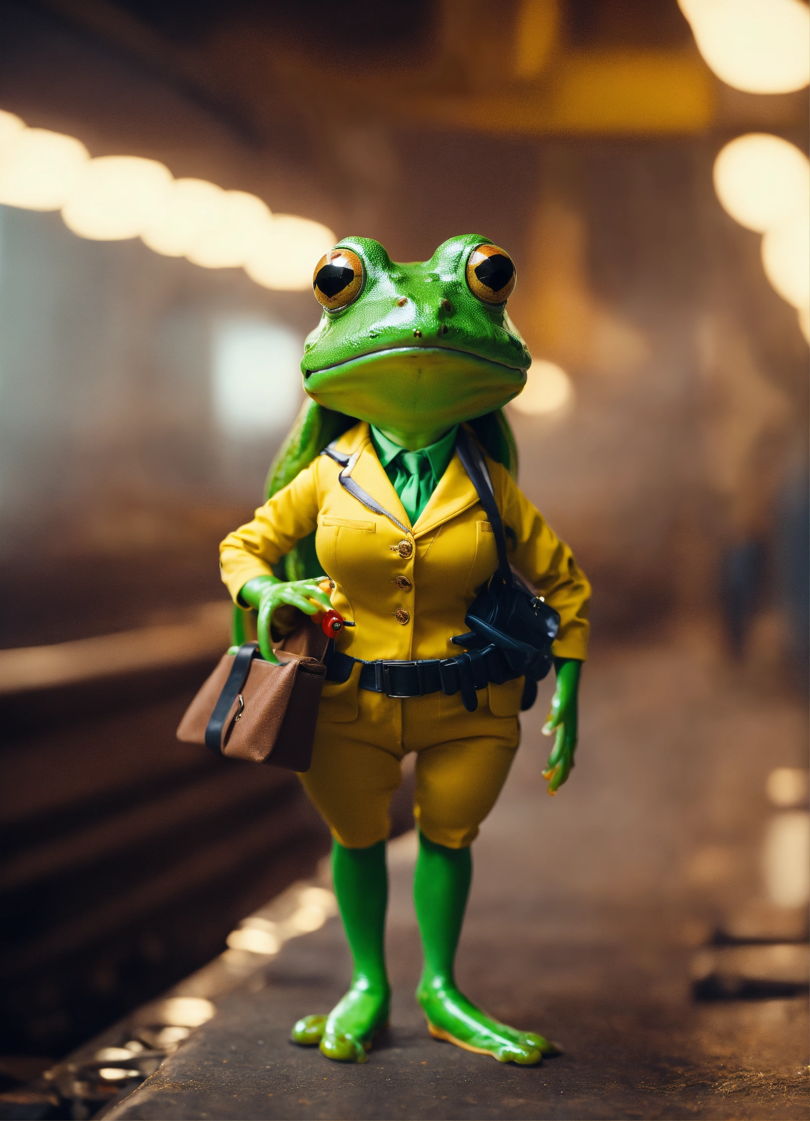 Lexica - Cute lady frog in work suit with long hair in cinematic ...