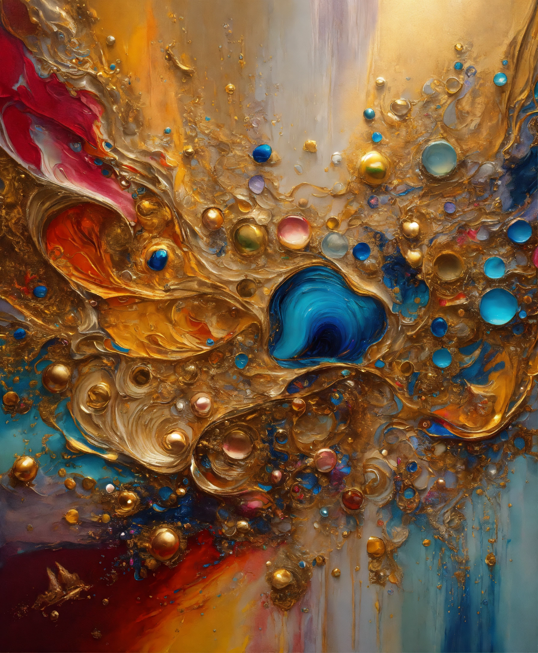 Lexica - Colorful abstract painting oil and water complex complicated ...