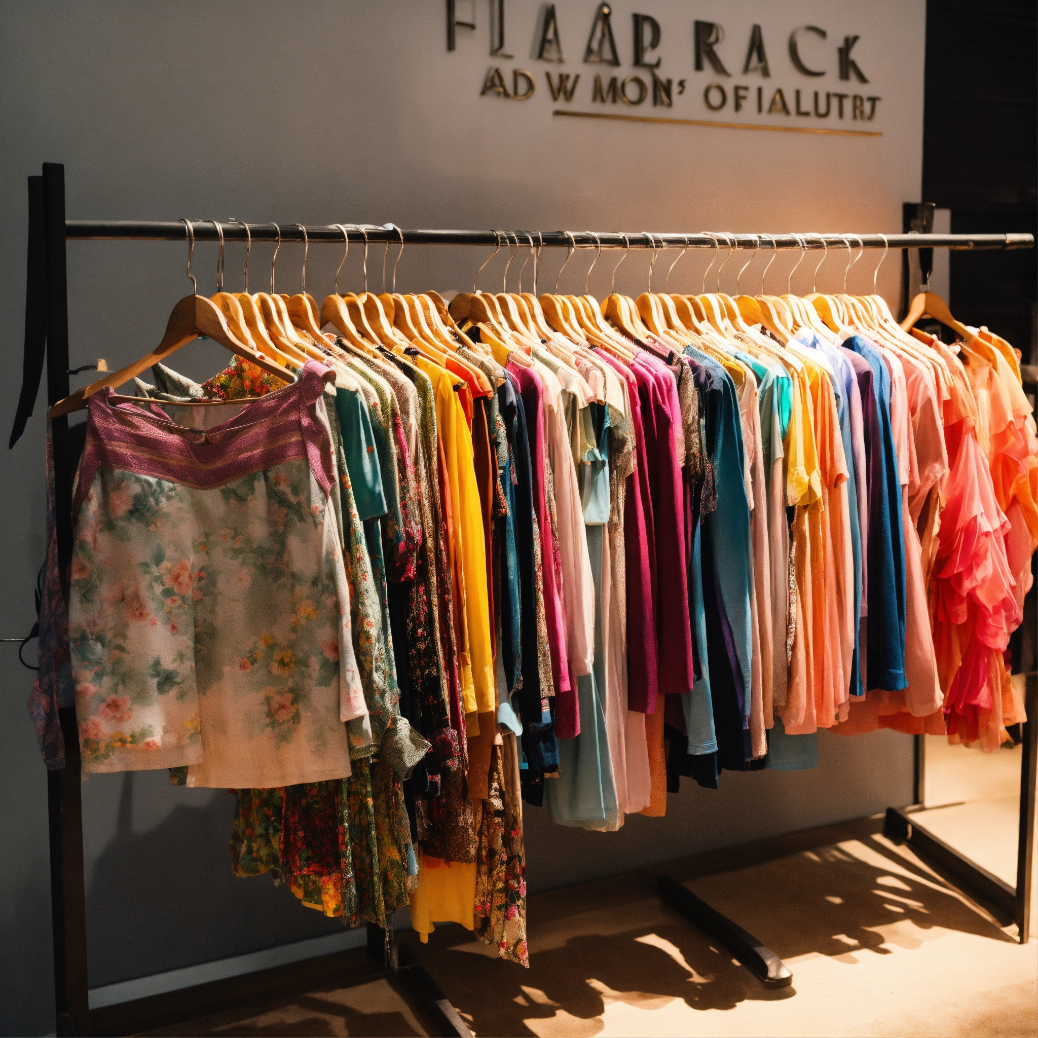 Lexica - A photo of a rack of women's clothing. The clothing is stylish ...