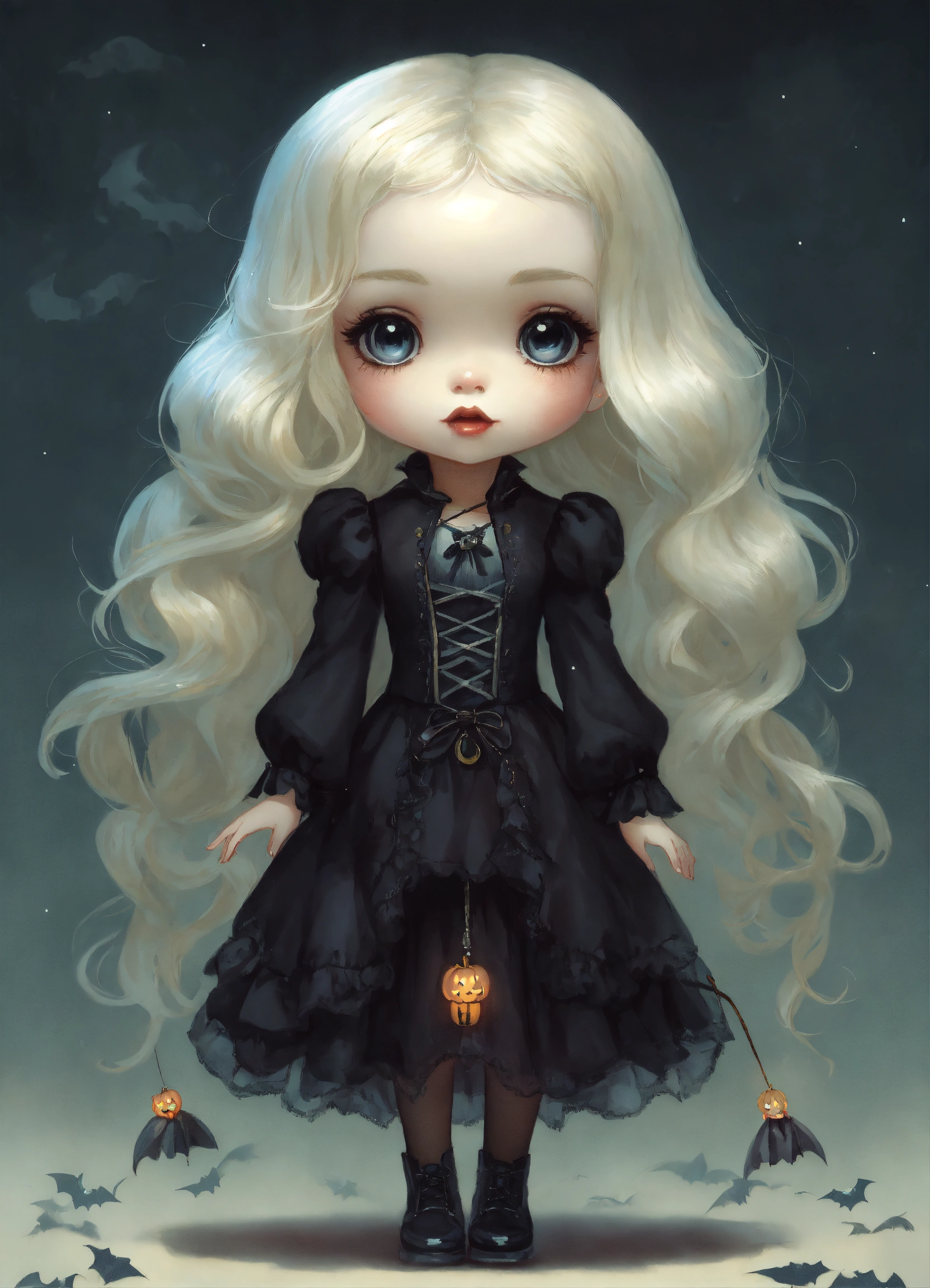 Lexica - White background a cute gothic chibi witch girl kewpie ...