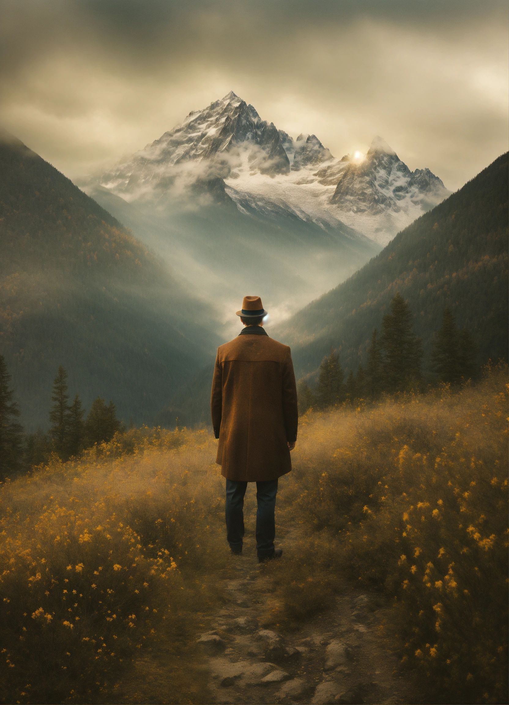 Lexica - Double Exposure Man and Mountain Echoes, Whispered Features, Land's Legacy, integrating ...