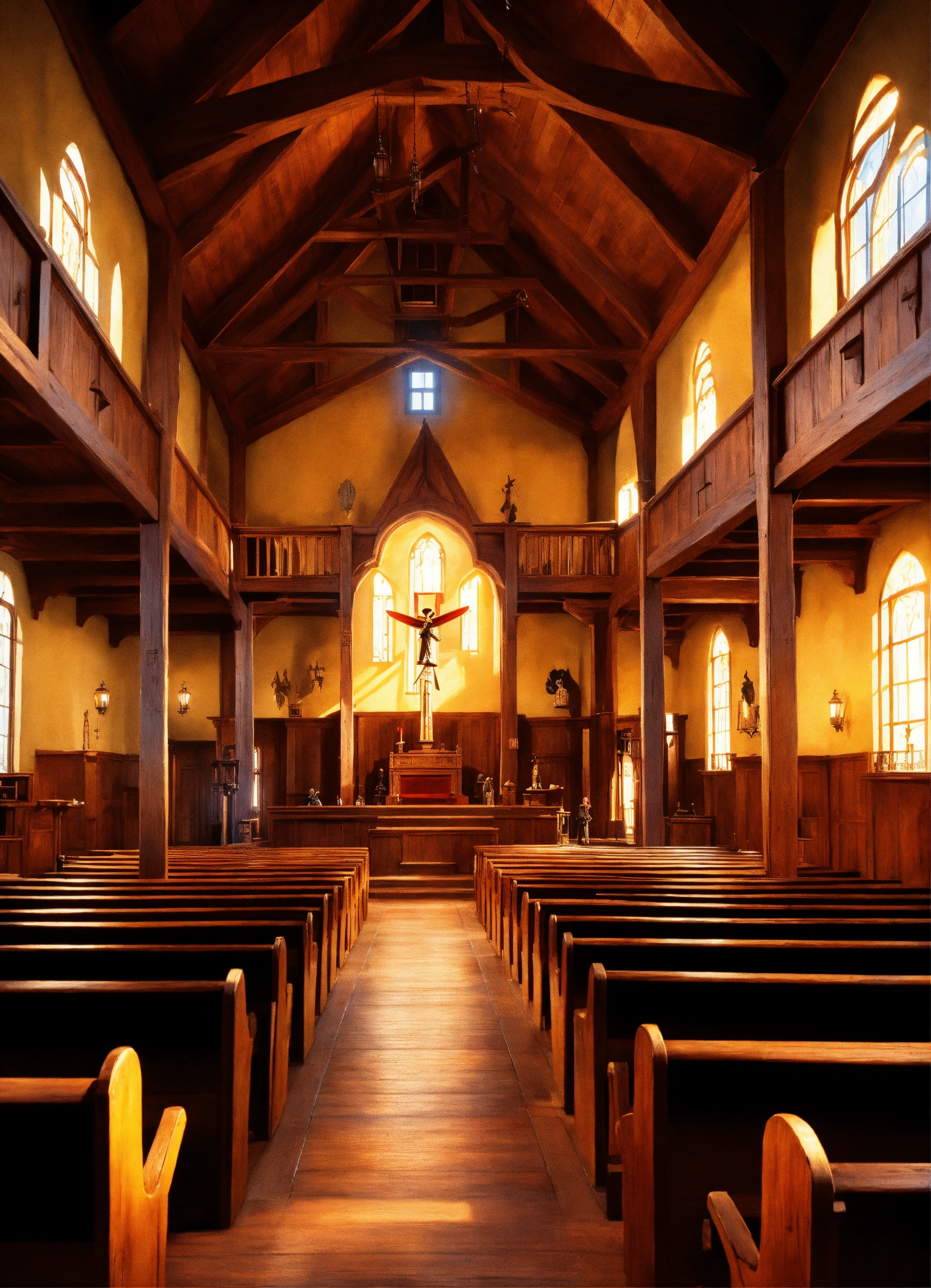 Lexica - Inside an old wooden church in Deadwood during the 1800's, a ...