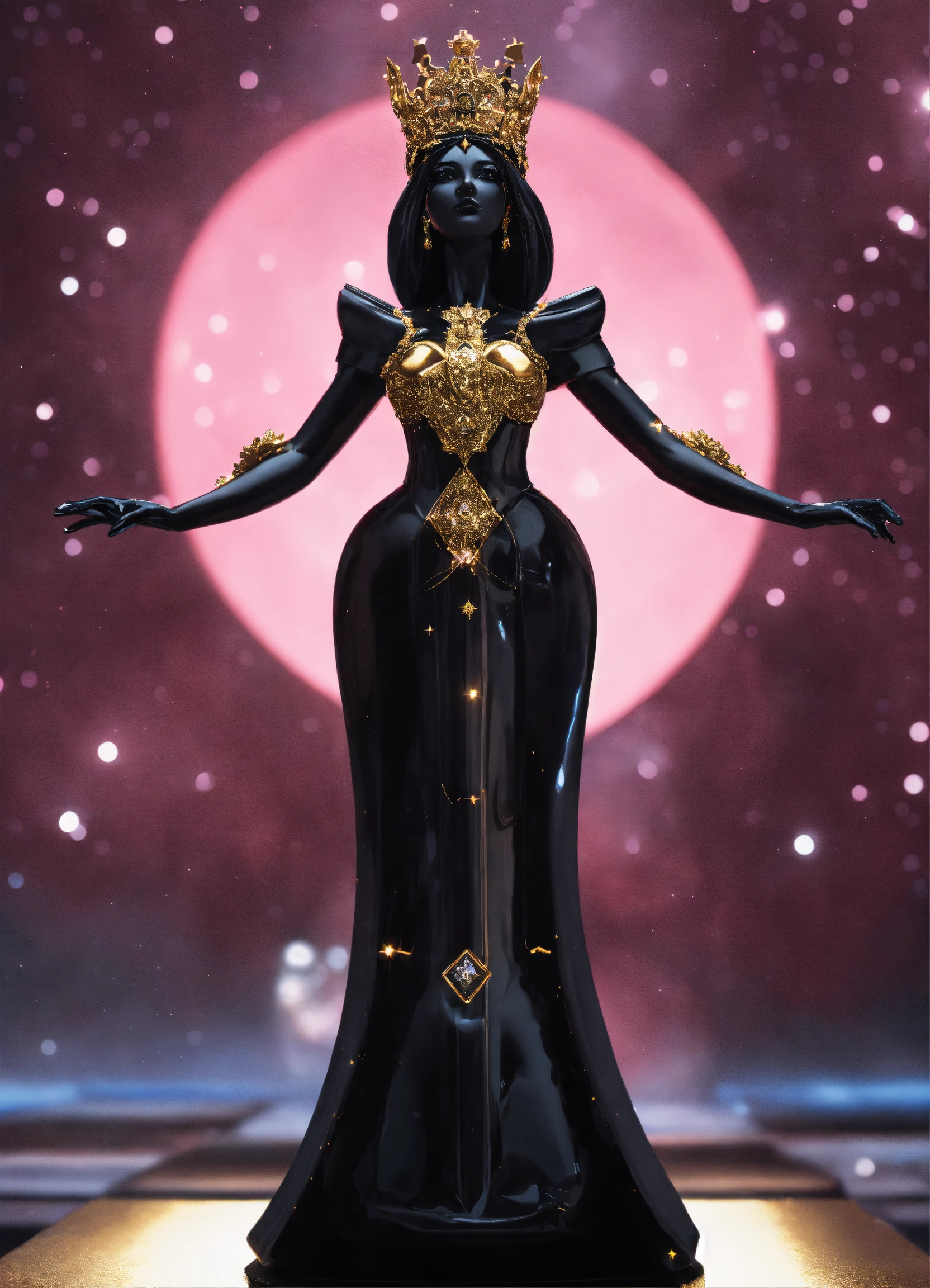 Lexica - Minimalism. Black Solar Queen with long oversized pink flowing ...
