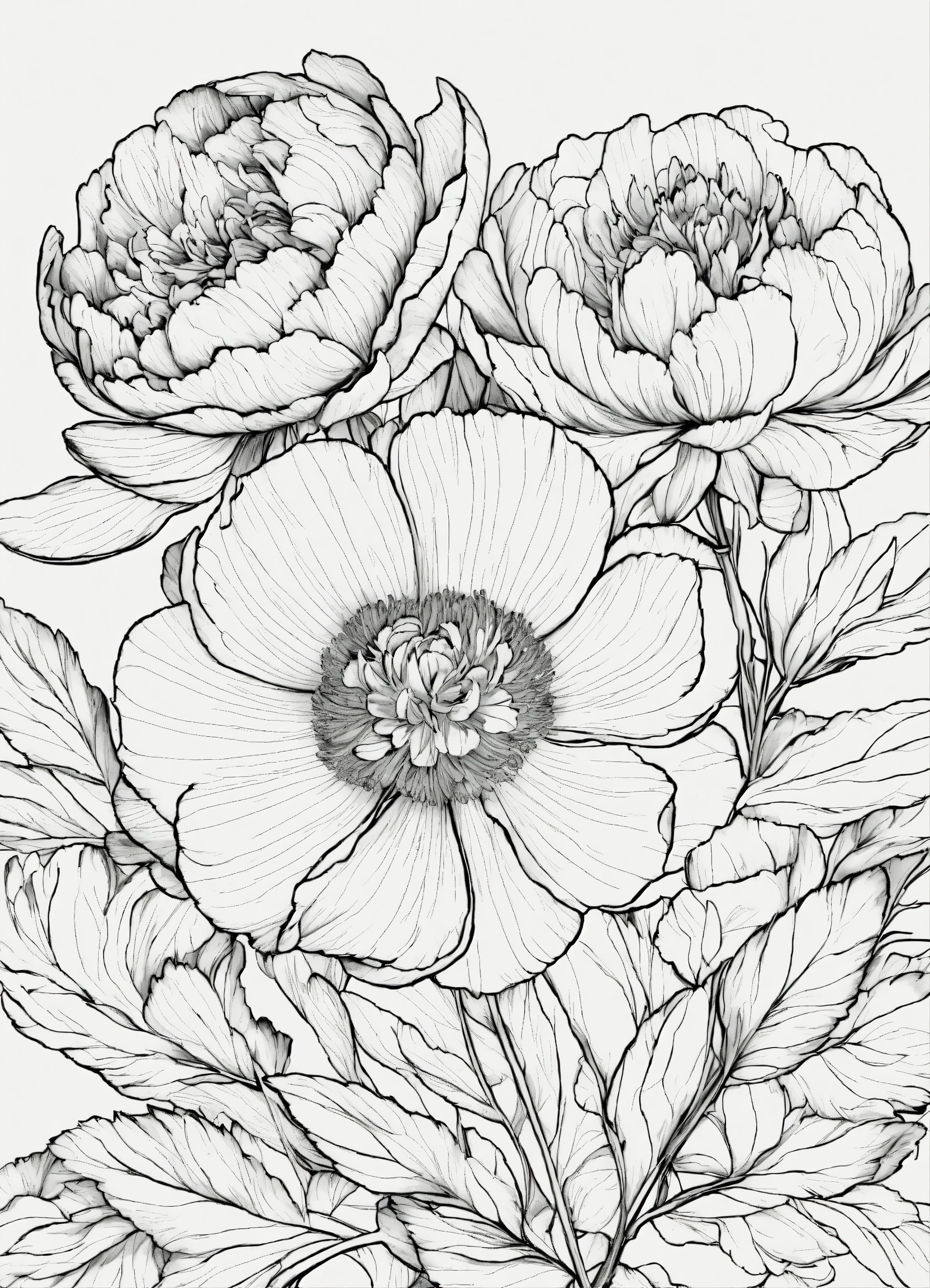 Lexica - A black and white drawing for a coloring book, Black thin ...