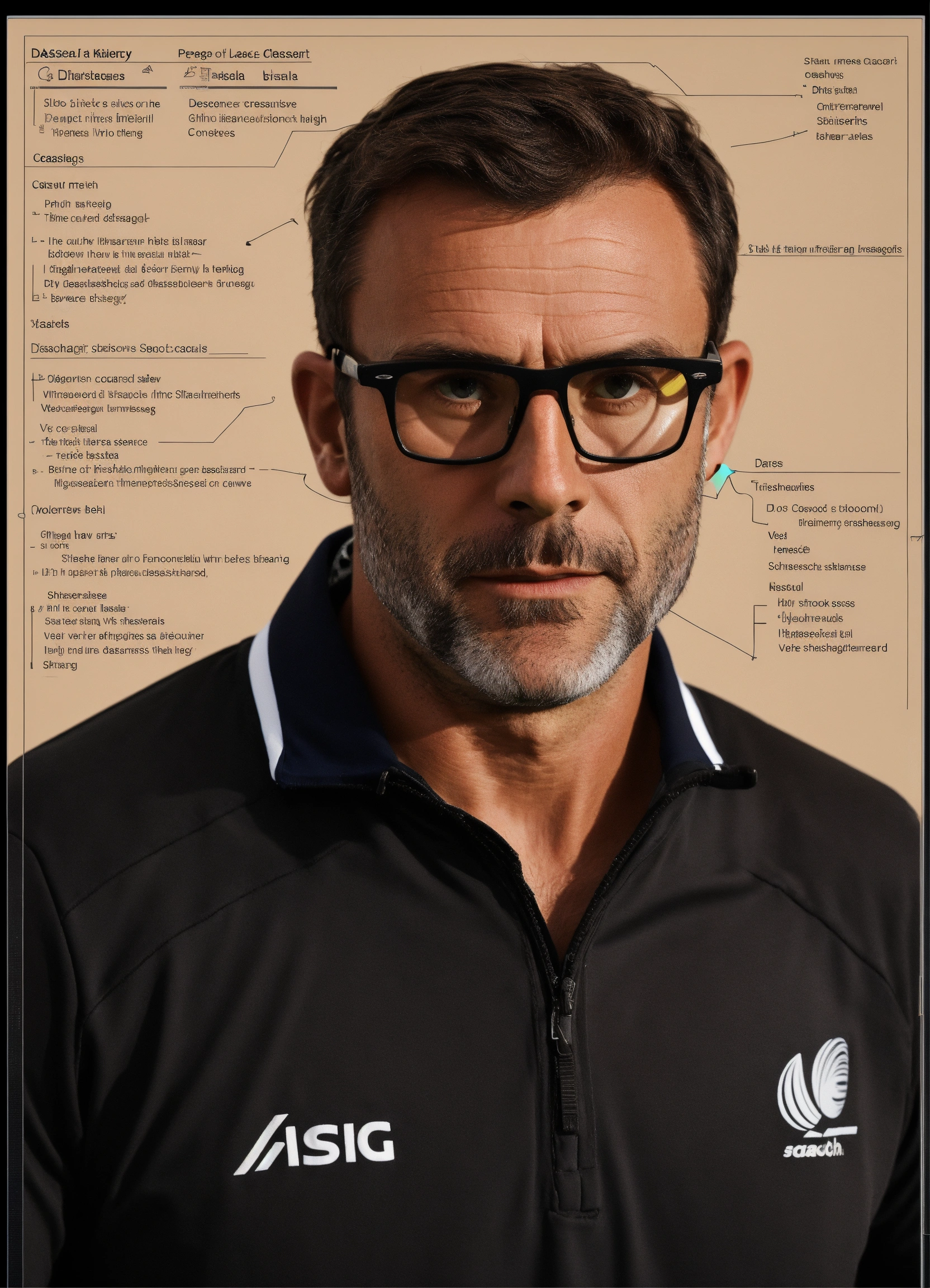 Lexica - Portrait of a french rugby coach wearing a pair of oversized ...