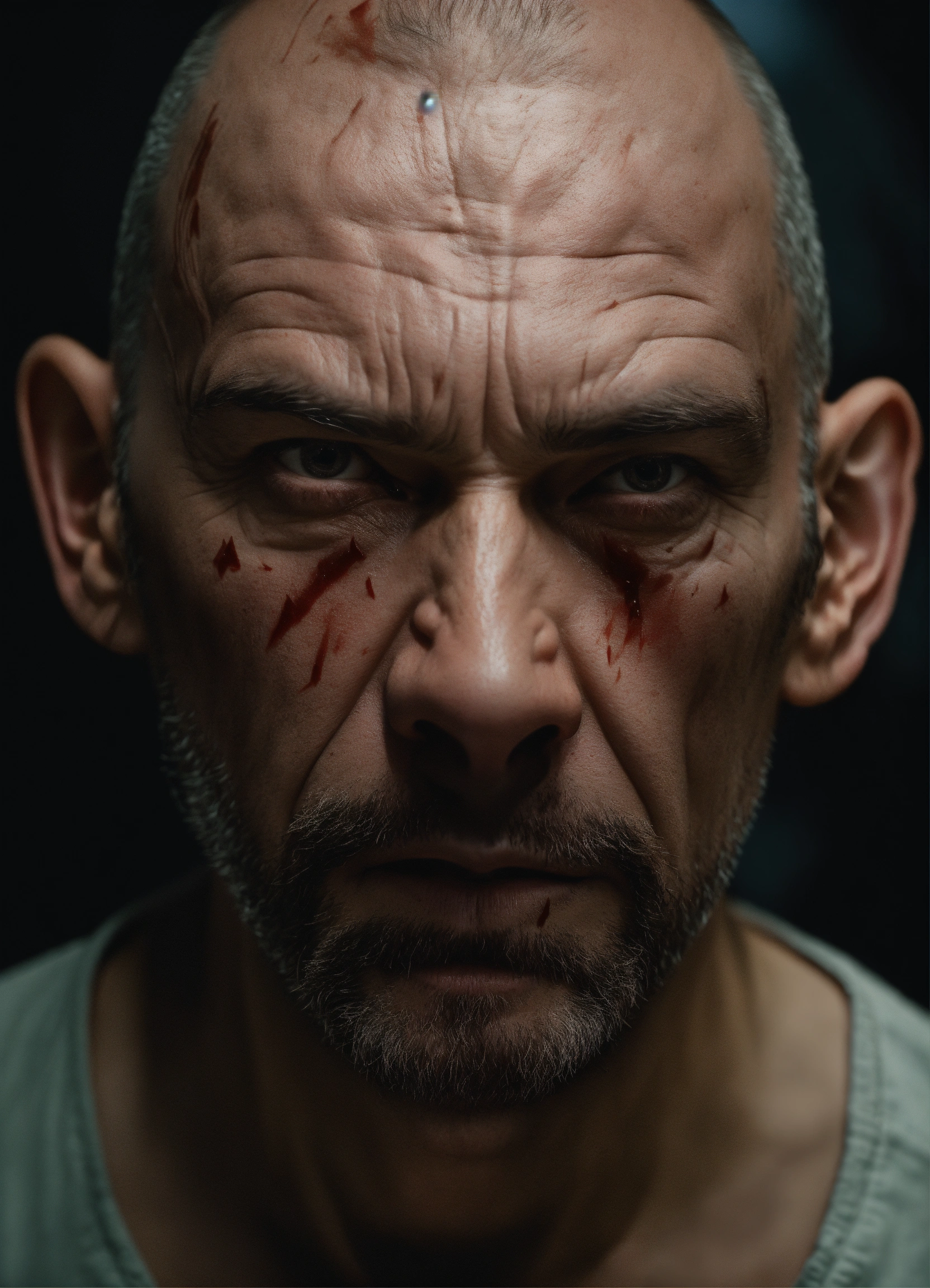 Lexica - A portrait of an creepy 45 years old man, few hairs on the ...