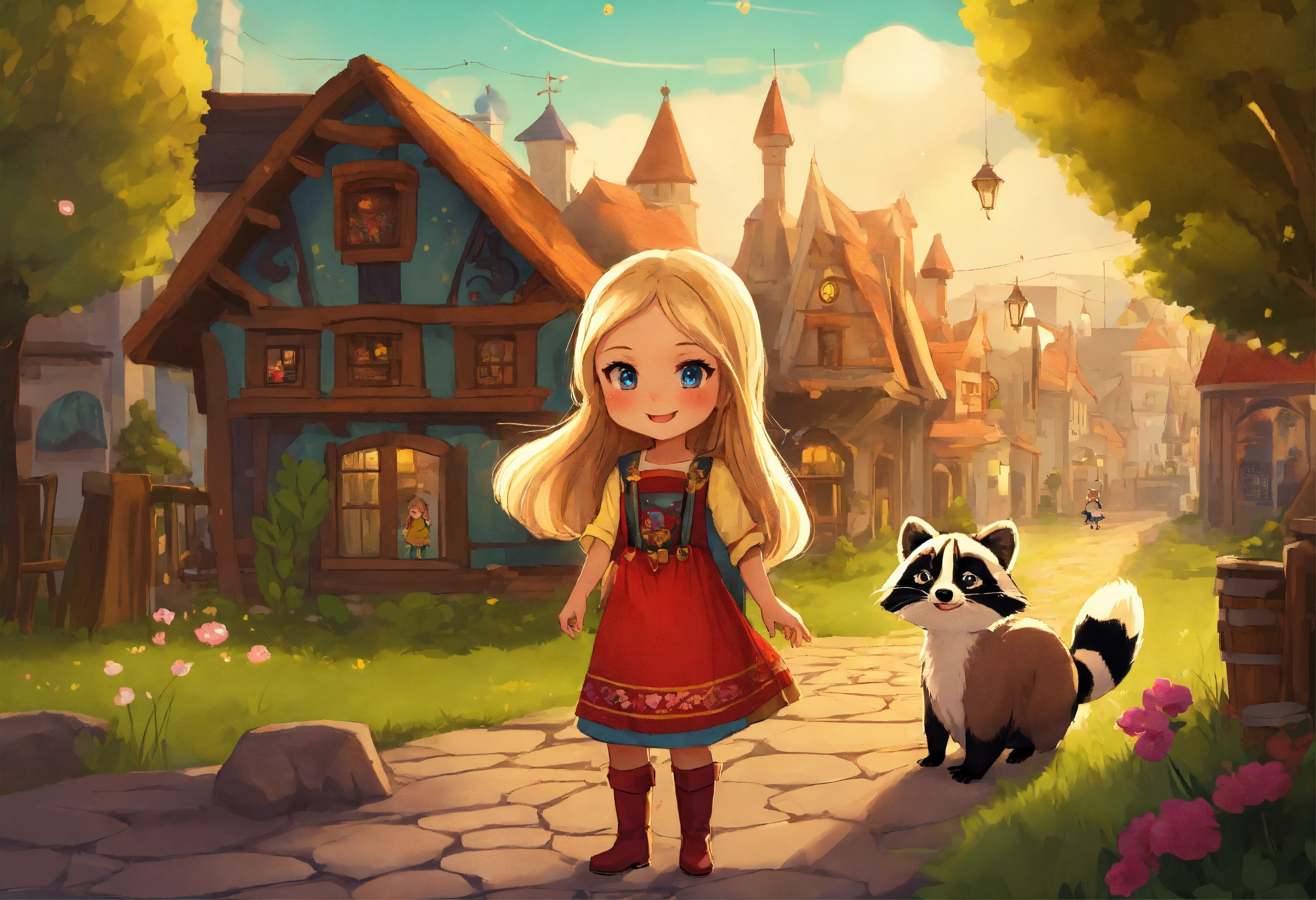 Lexica - Cartoon russian fairy taie style image little girl with long ...