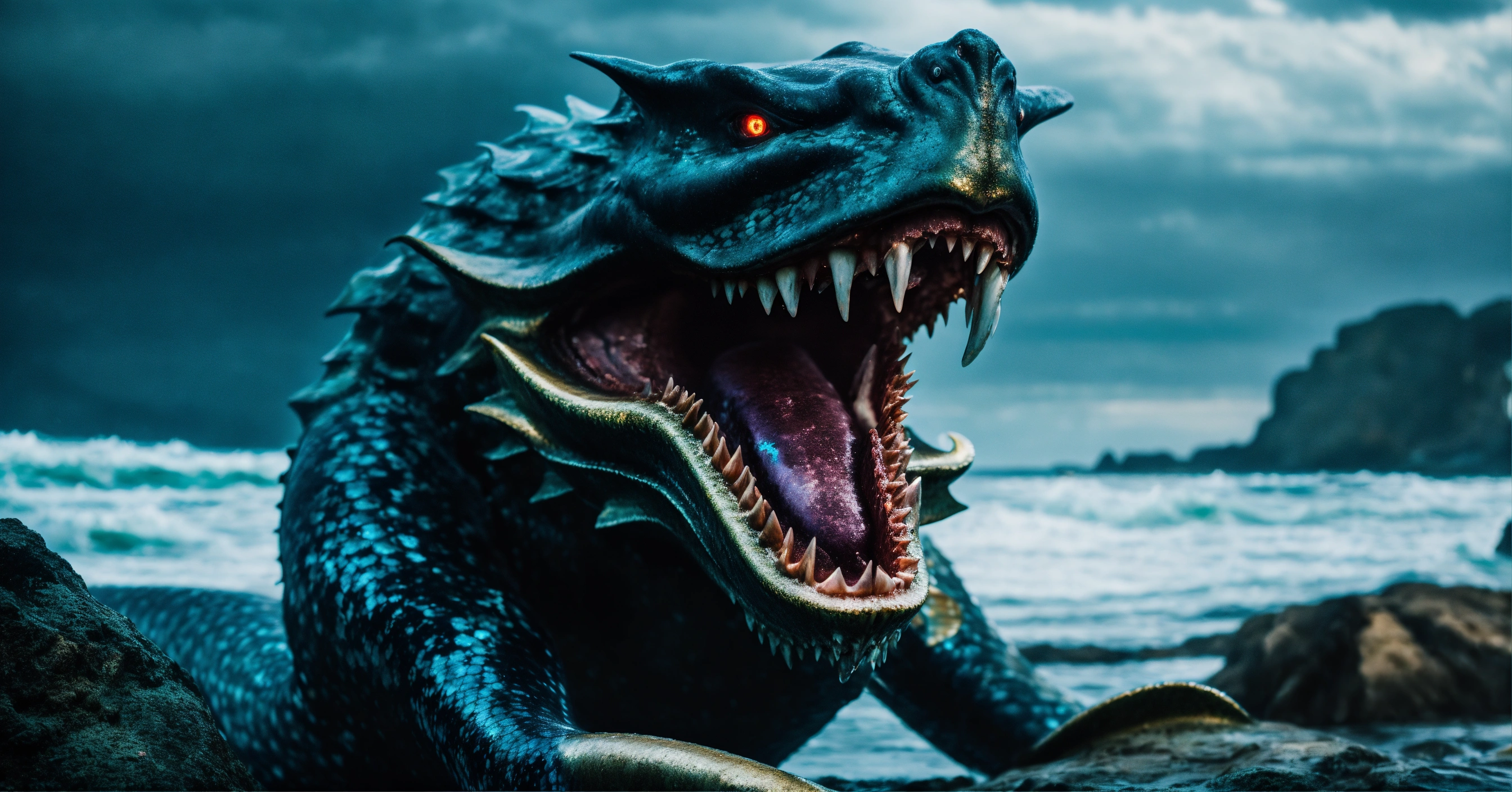 Lexica - Create a 4k detailed photo of an evil mermaids snarling at ...