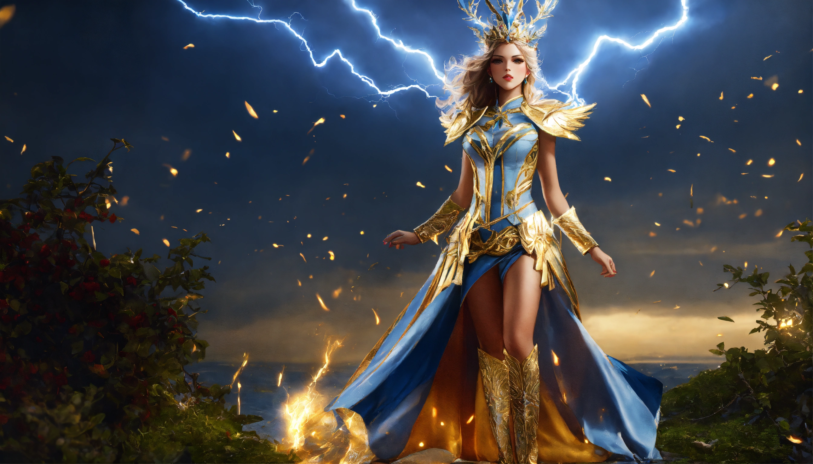 Lexica - A beautiful lightning queen, full body, 8k fashion portrait ...