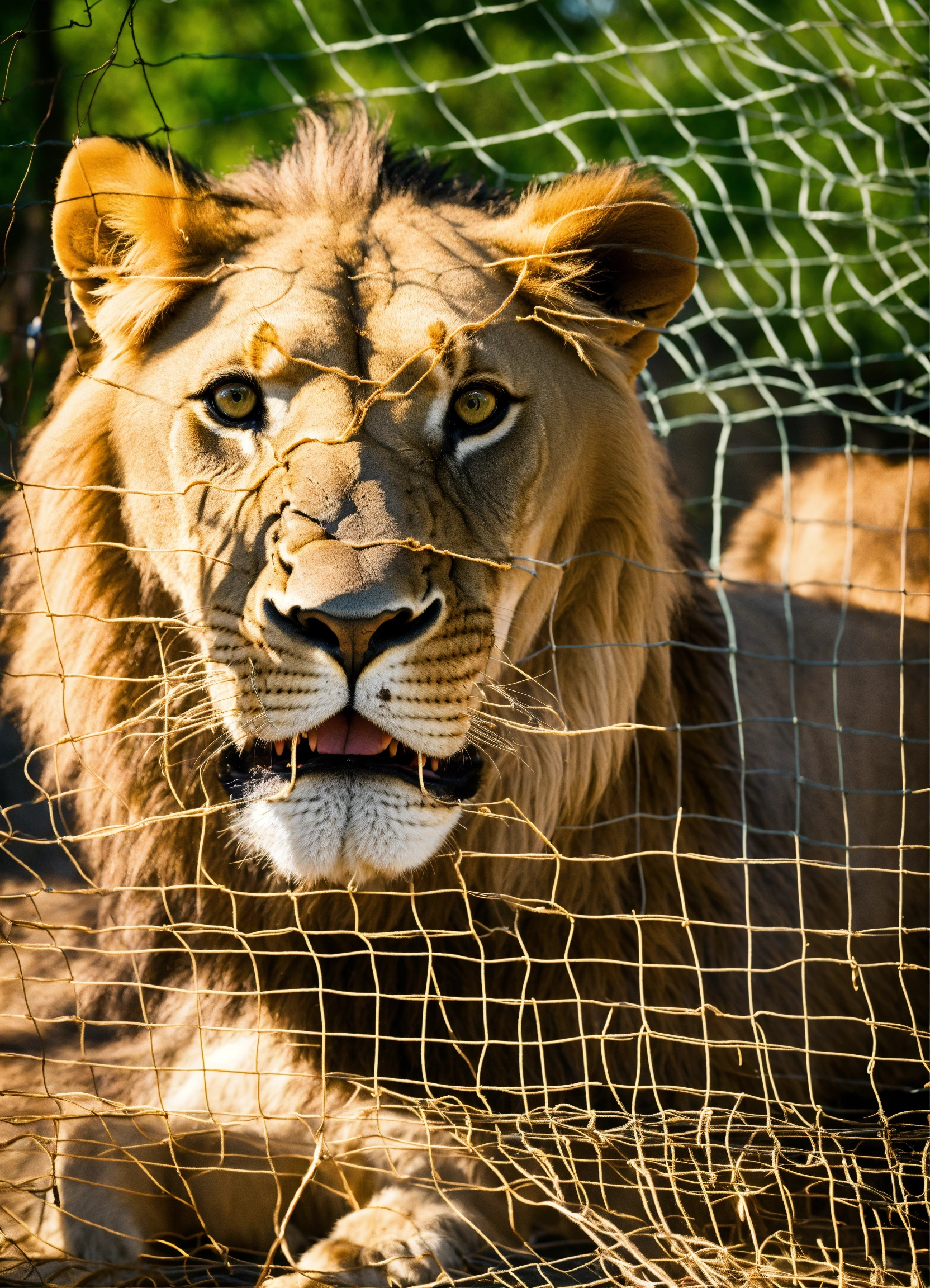 Lexica - The lion was captured and trapped in a net by his prey