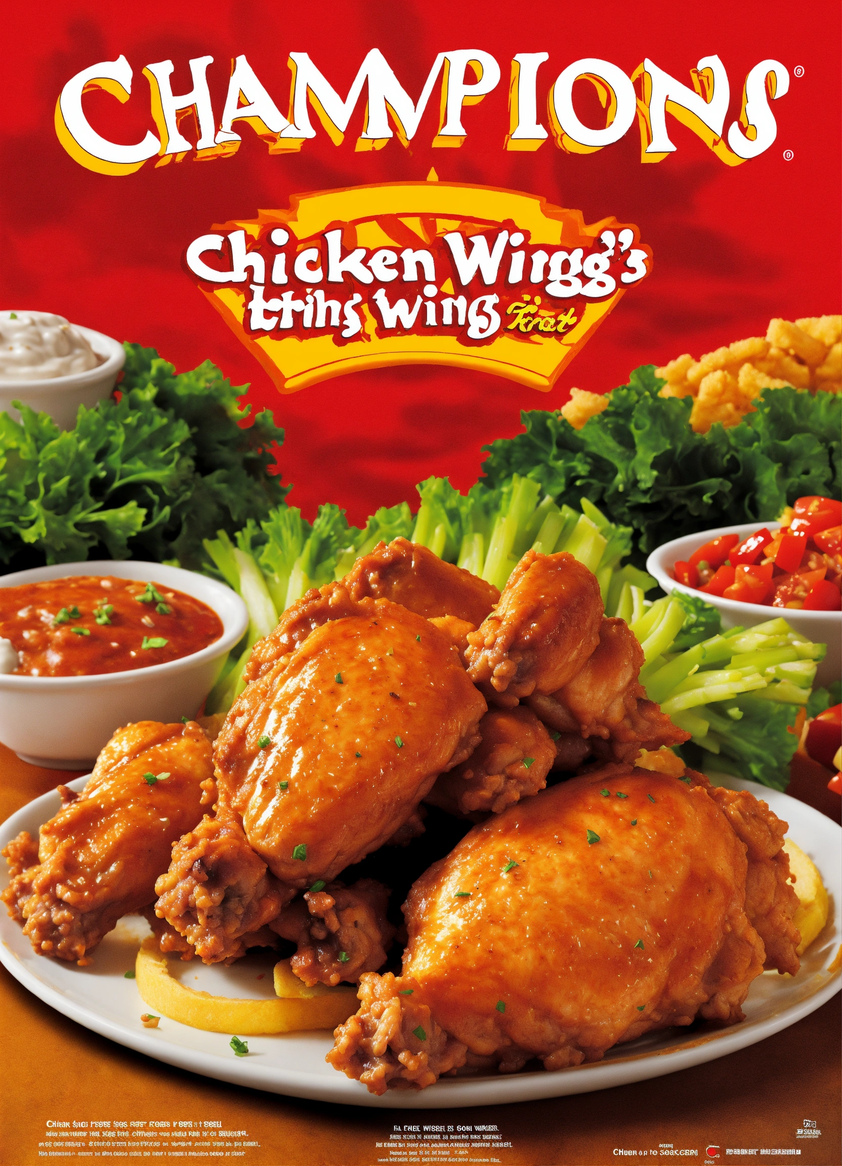 Lexica - Fast food chicken wings advertisement poster for "Champion's"