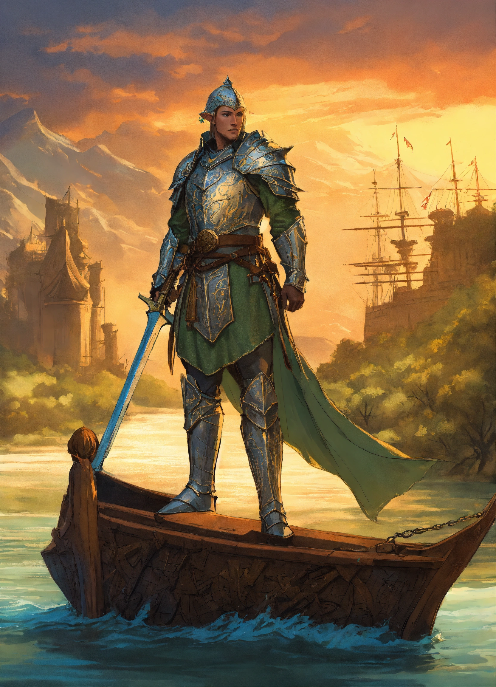 Lexica - Fantasy setting a huge statue of a elven knight guarding a ...