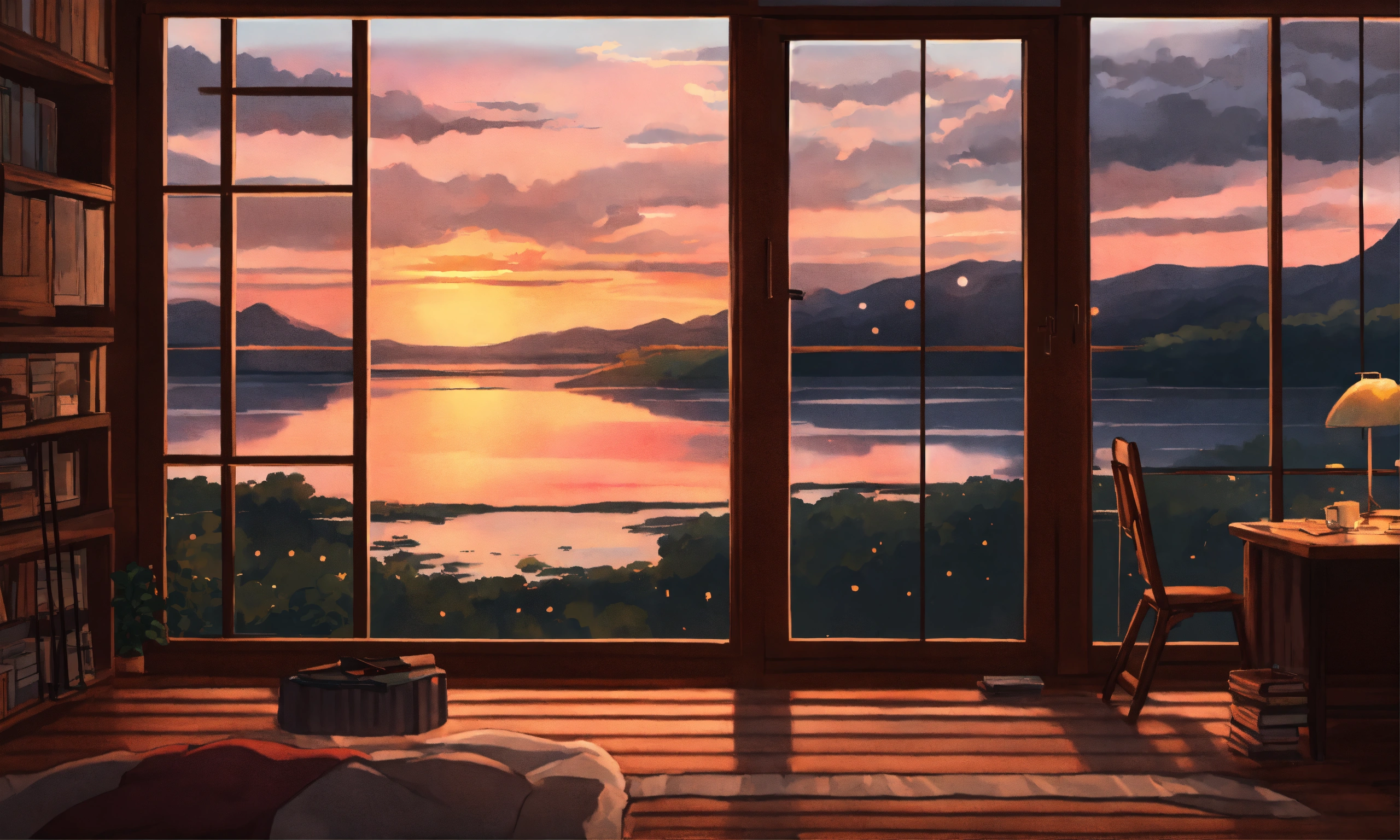 Lexica - Cozy wooden nordic cabin, anime, studio ghibli, minimalistic ...