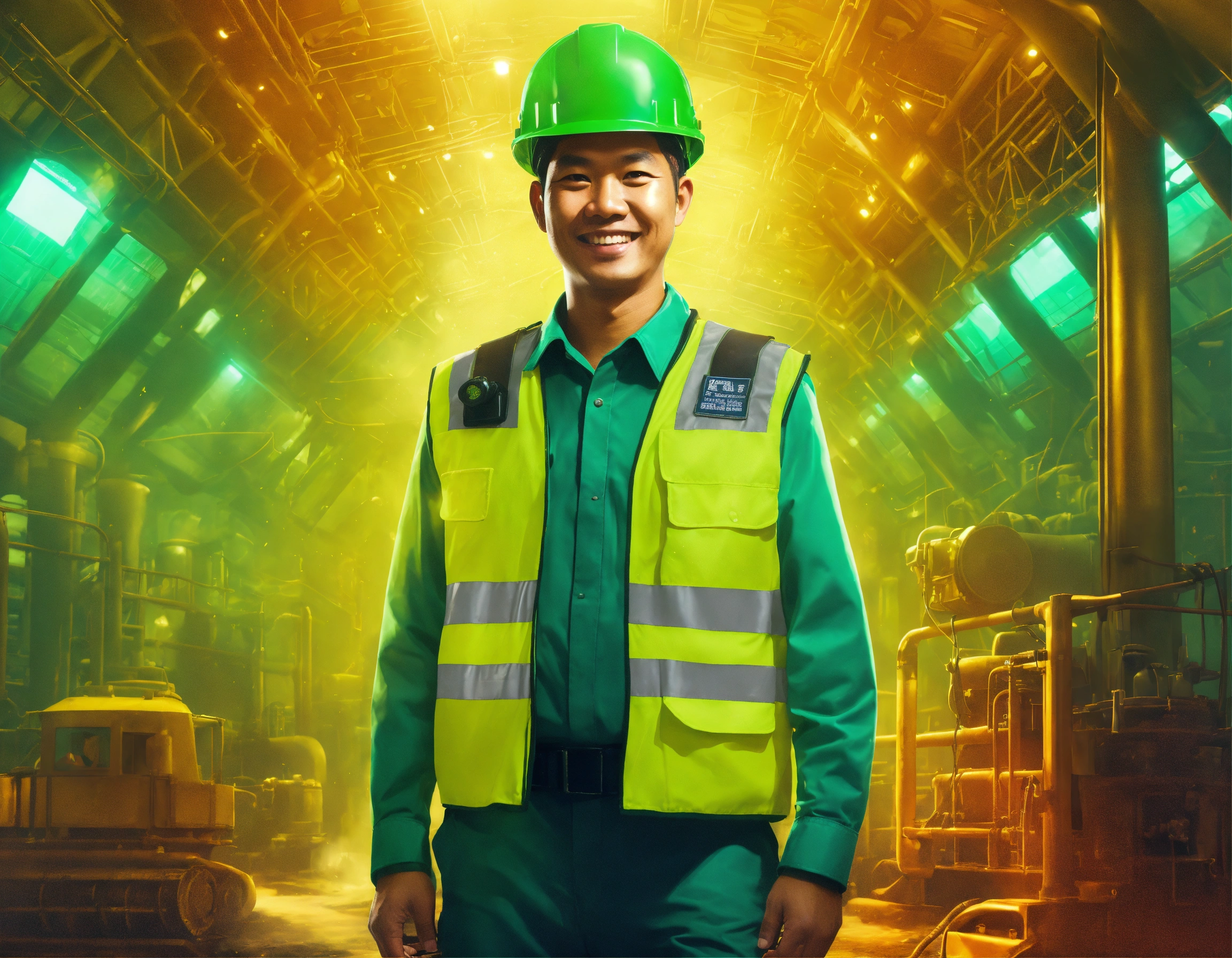 Lexica - Technical officer wearing engineering uniform, security helmet ...