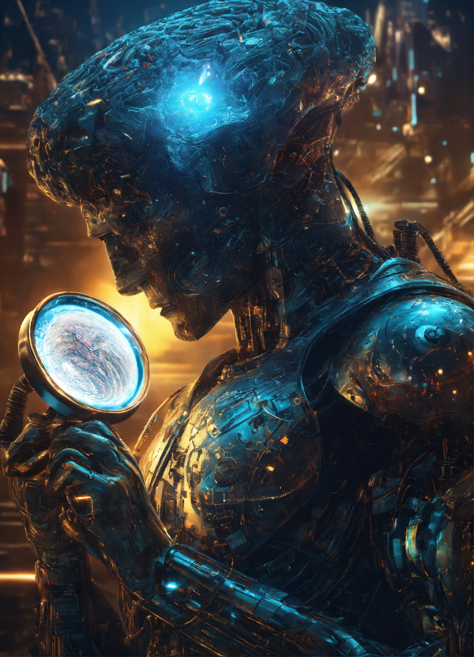 Lexica - AI omnipotent super evil AI mega god holding a magnifying ...