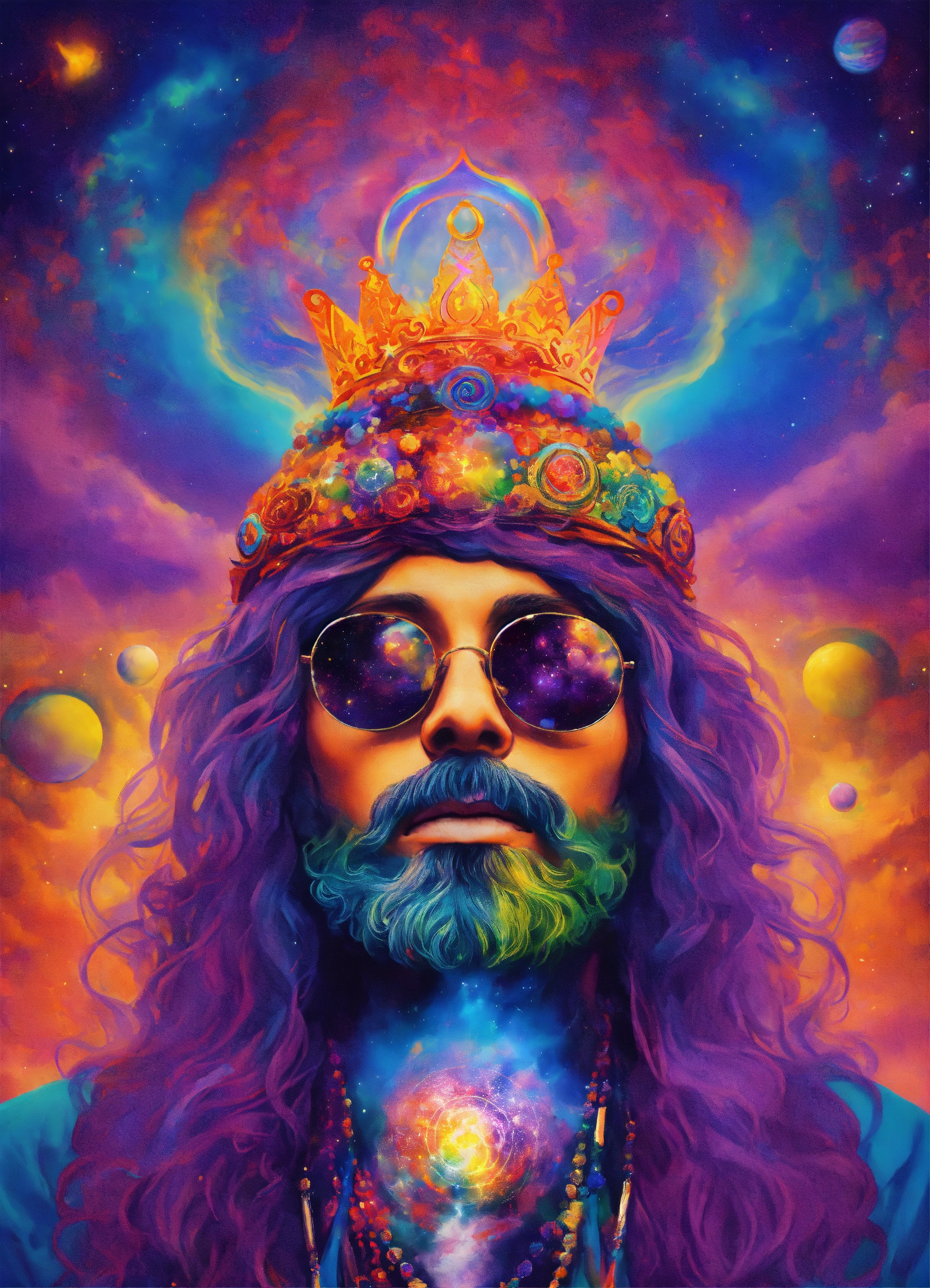 Lexica - Abstract hippy smoking dmt, with universe coming out of his ...