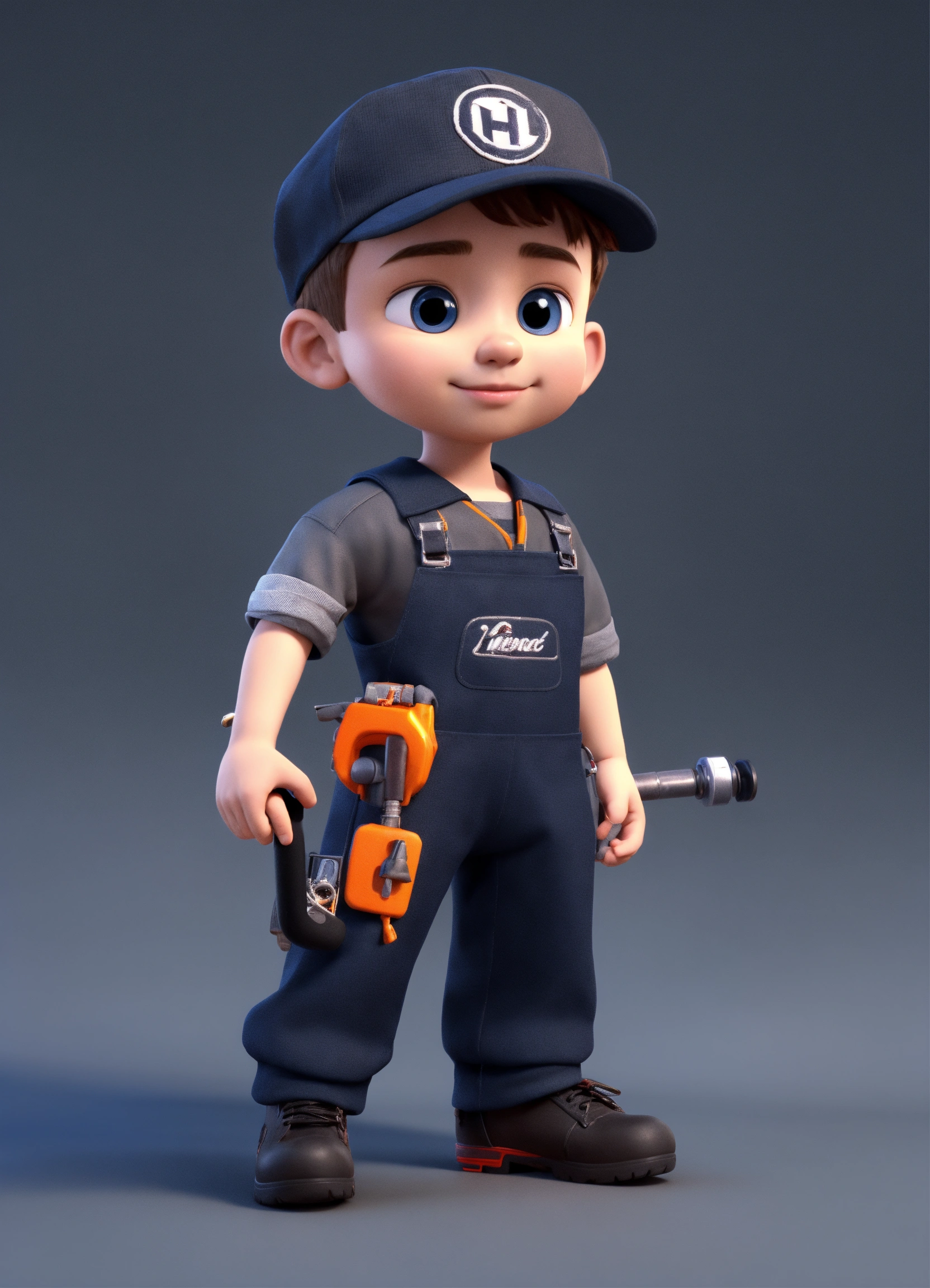 Lexica - Cute boy , black mechanic dress, black cap , mechanic dress ...