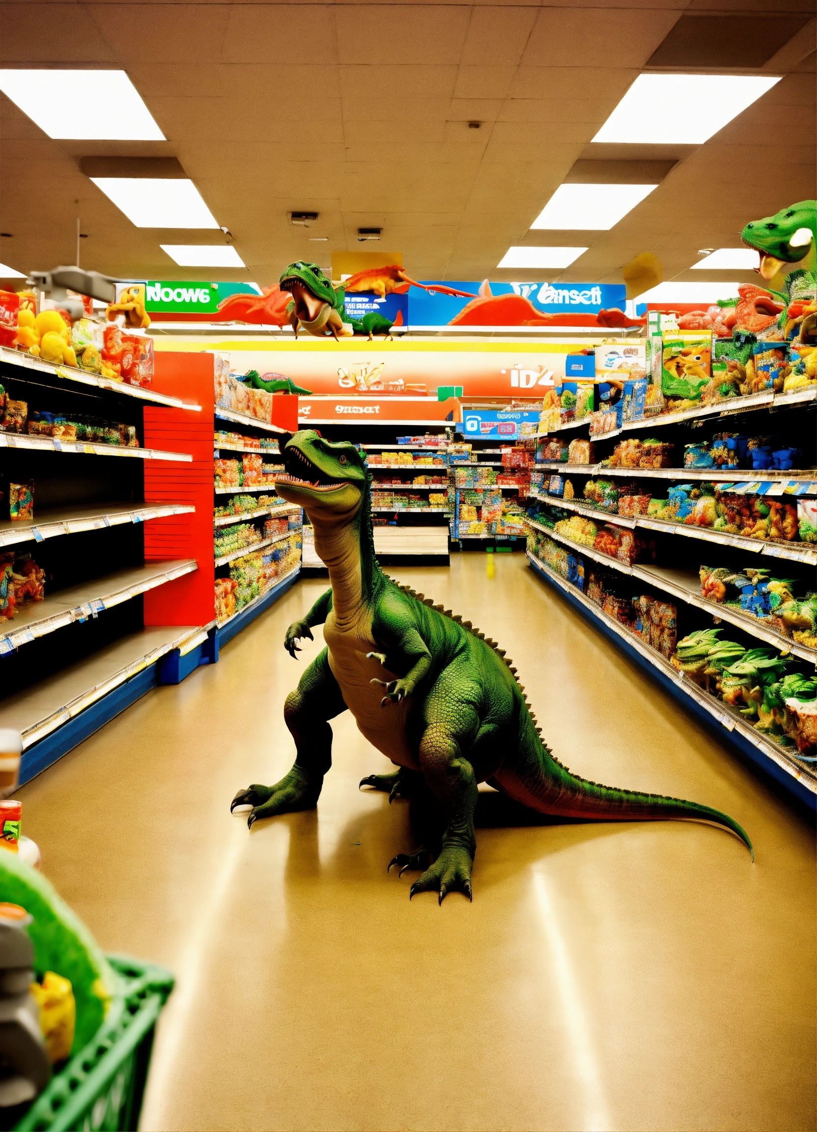 Lexica - Security camera footage of dinosaurs in Walmart