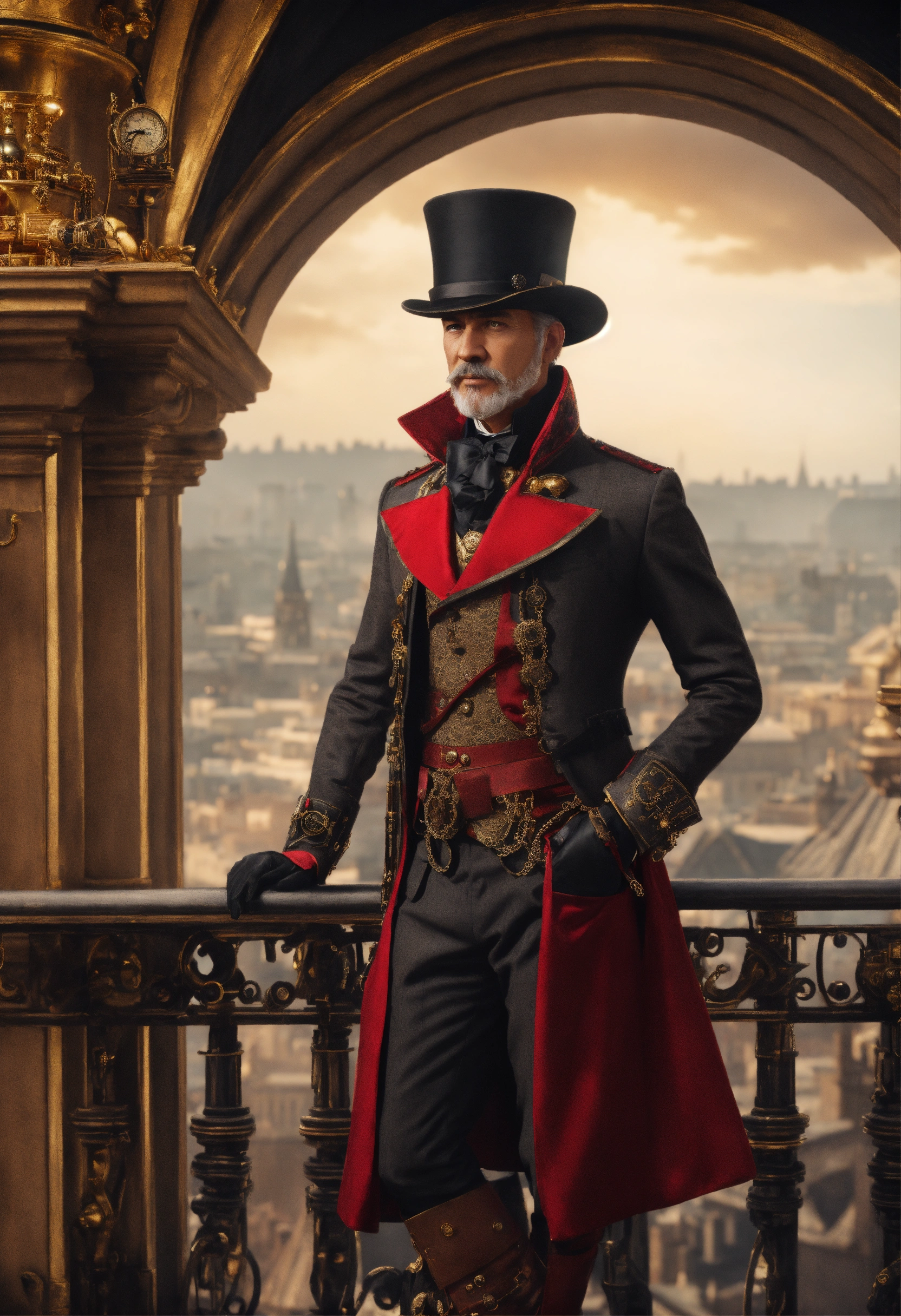 Lexica - Steampunk king, 19th centurysartorial charcoal and red and ...