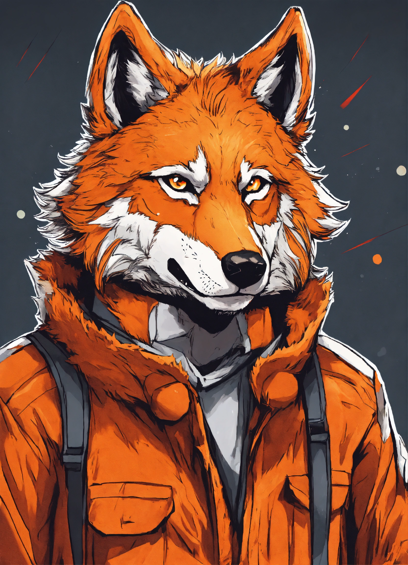 Lexica - An orange wolf mascot in manga style