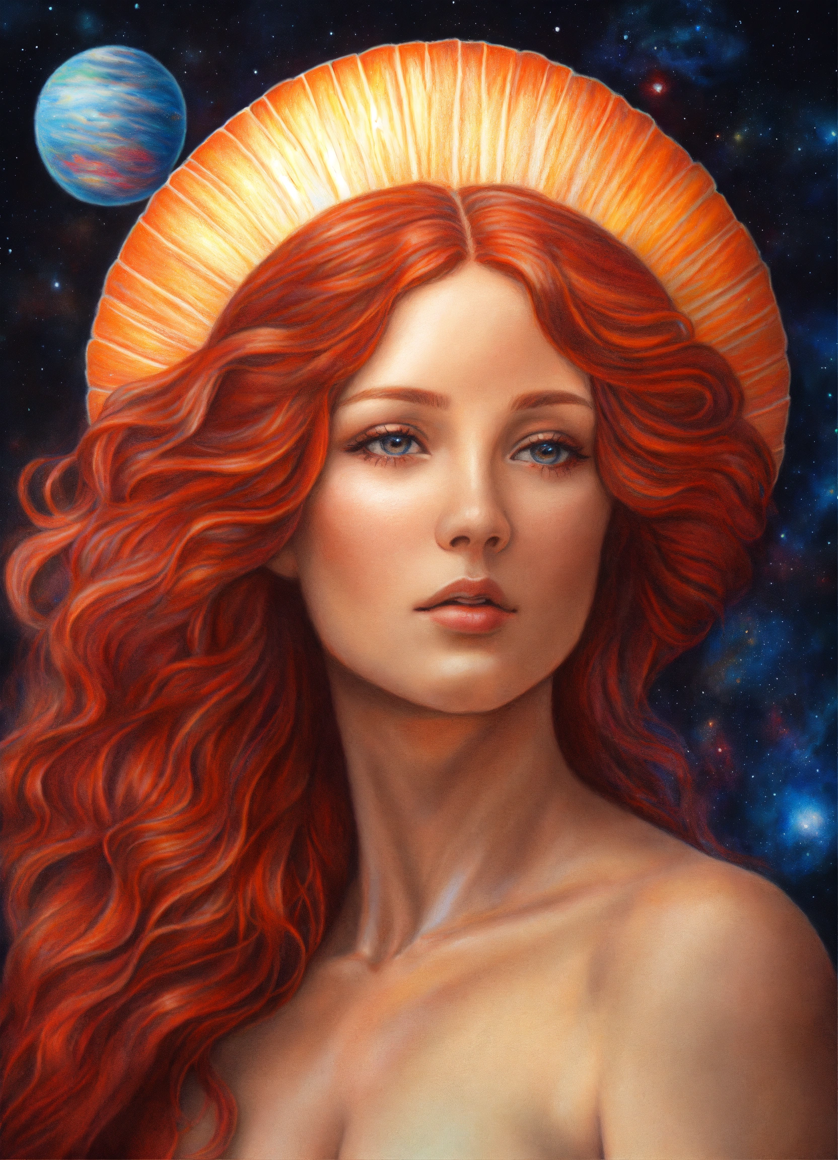 Lexica - Realistic colored pencil drawing of Portrait of the goddess ...