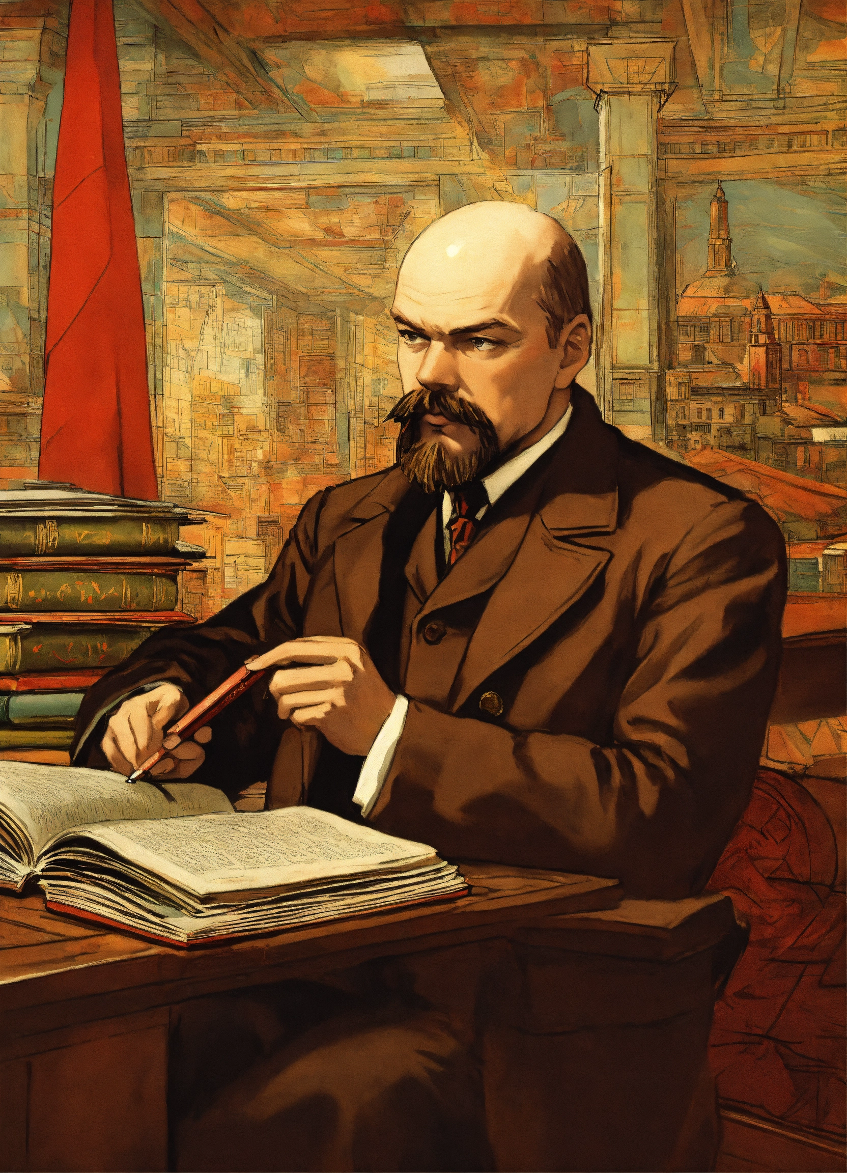 Lexica - Illustration Lenin showing the written book "The Capital" to ...
