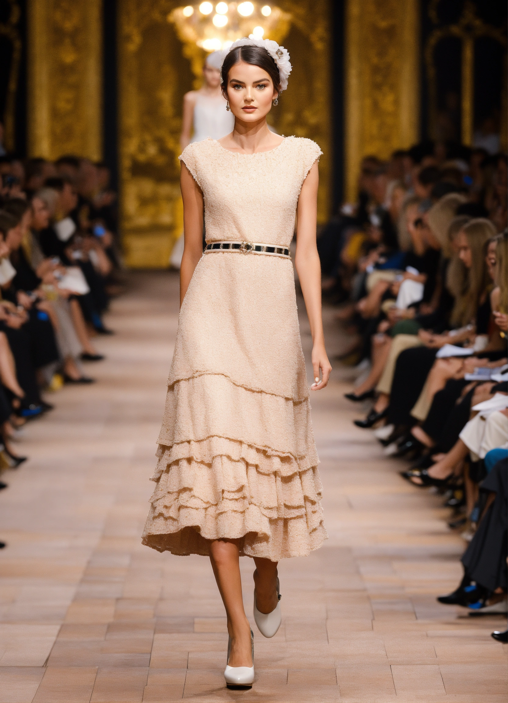 Lexica - Beautiful french runway model in a dress coco chanel style on ...