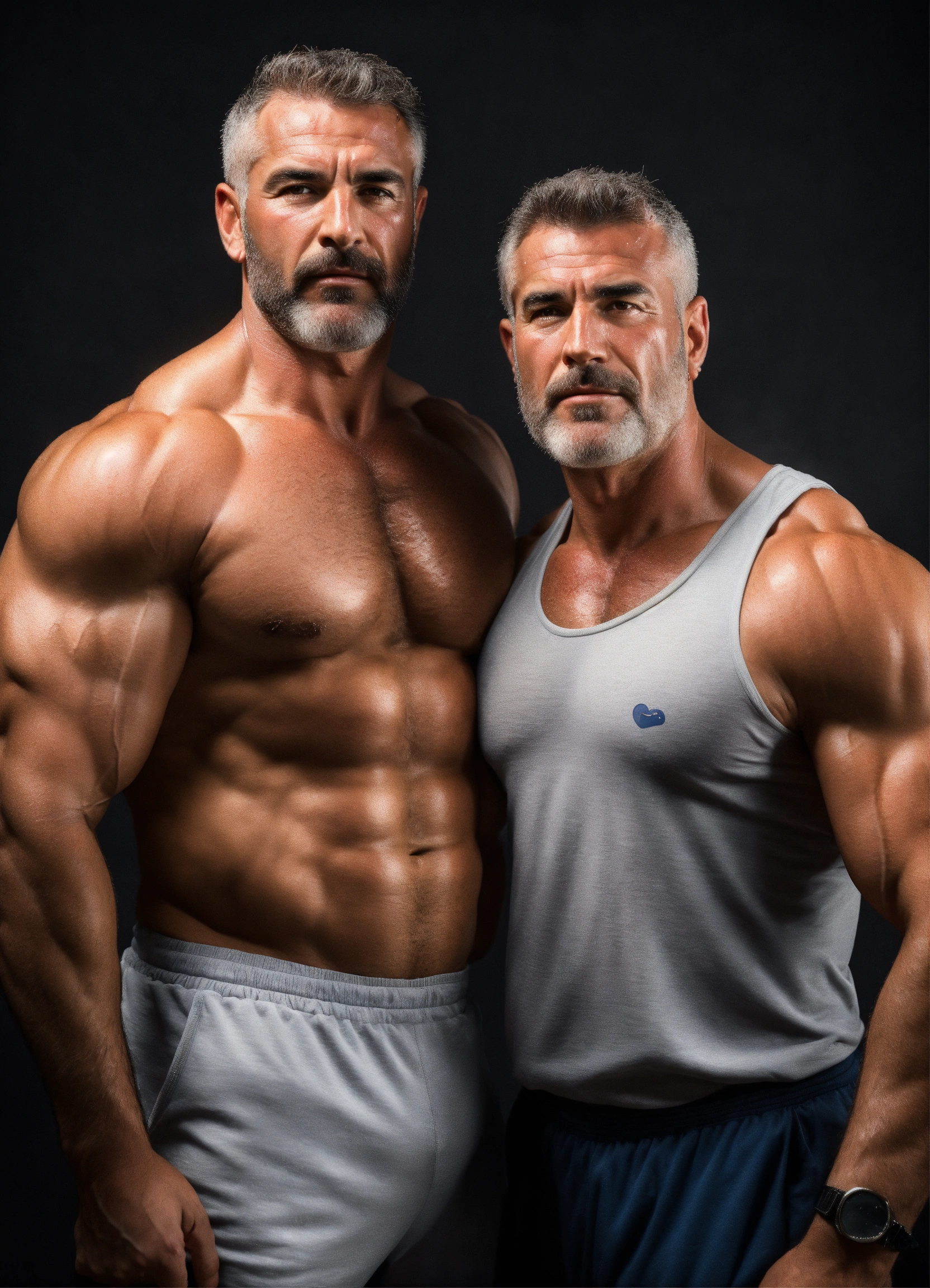 Lexica - Two older Mediterranean Muscular sweaty heavyweight alpha men ...