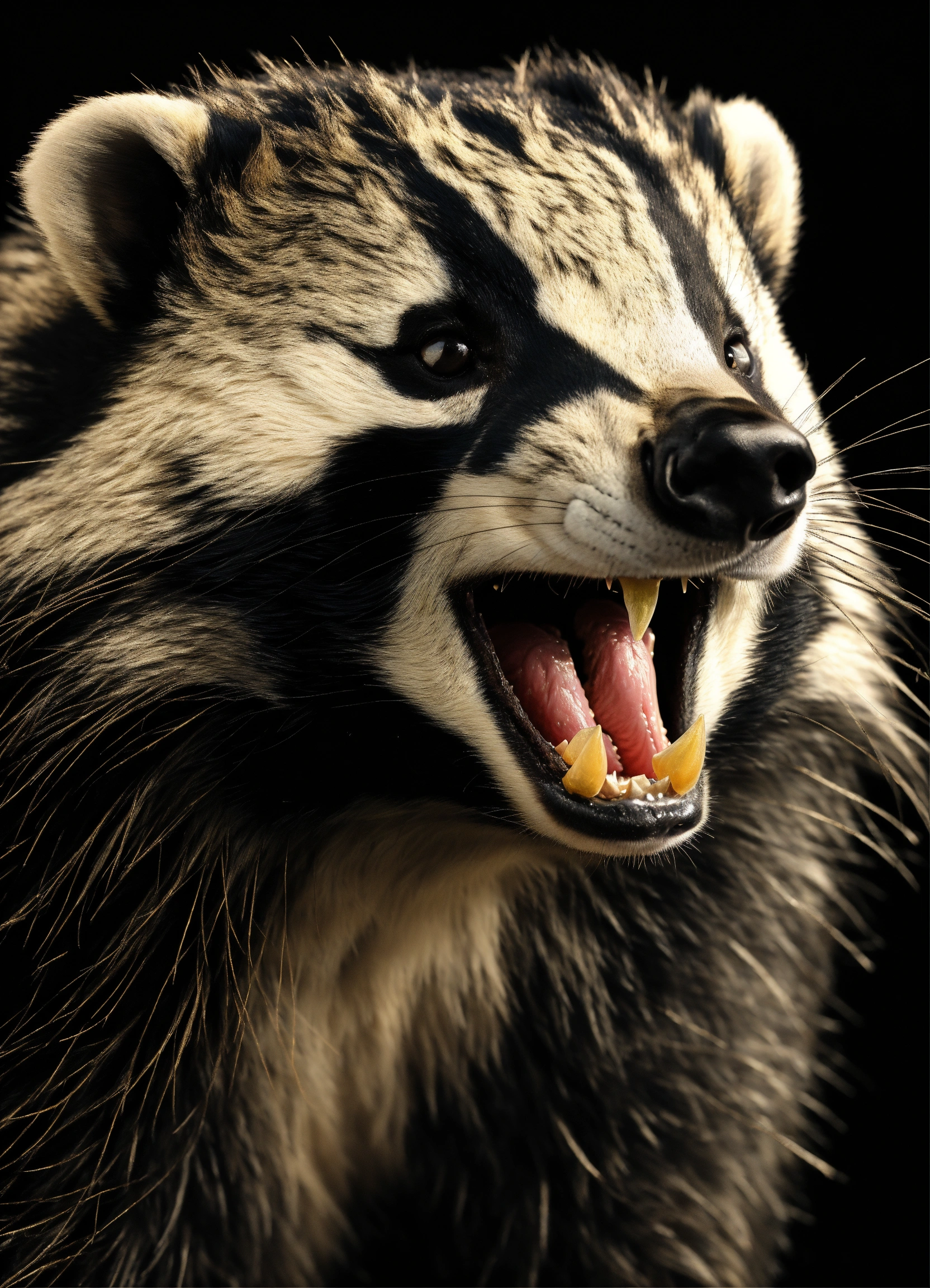 Lexica - A badger with very detailed coat and hair and face. Teeth ...