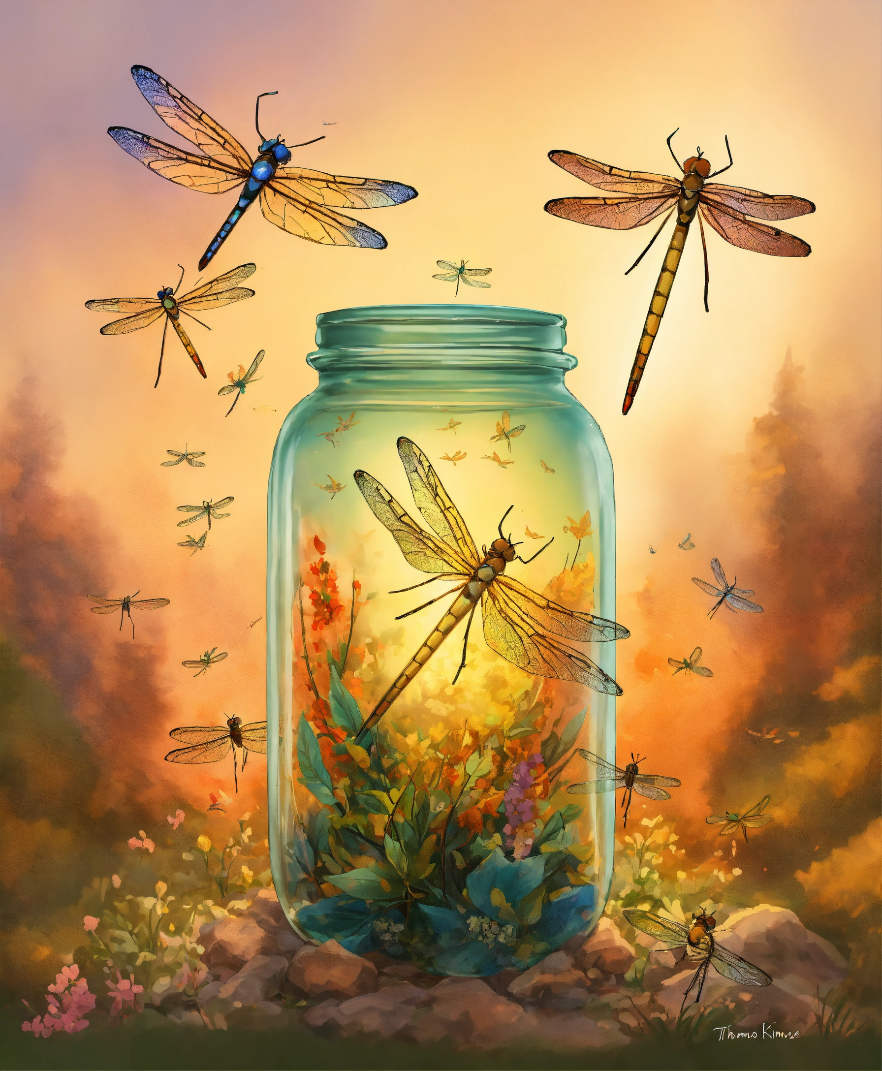 Lexica - Create a drawing of an explosion of dragonflies from an open ...