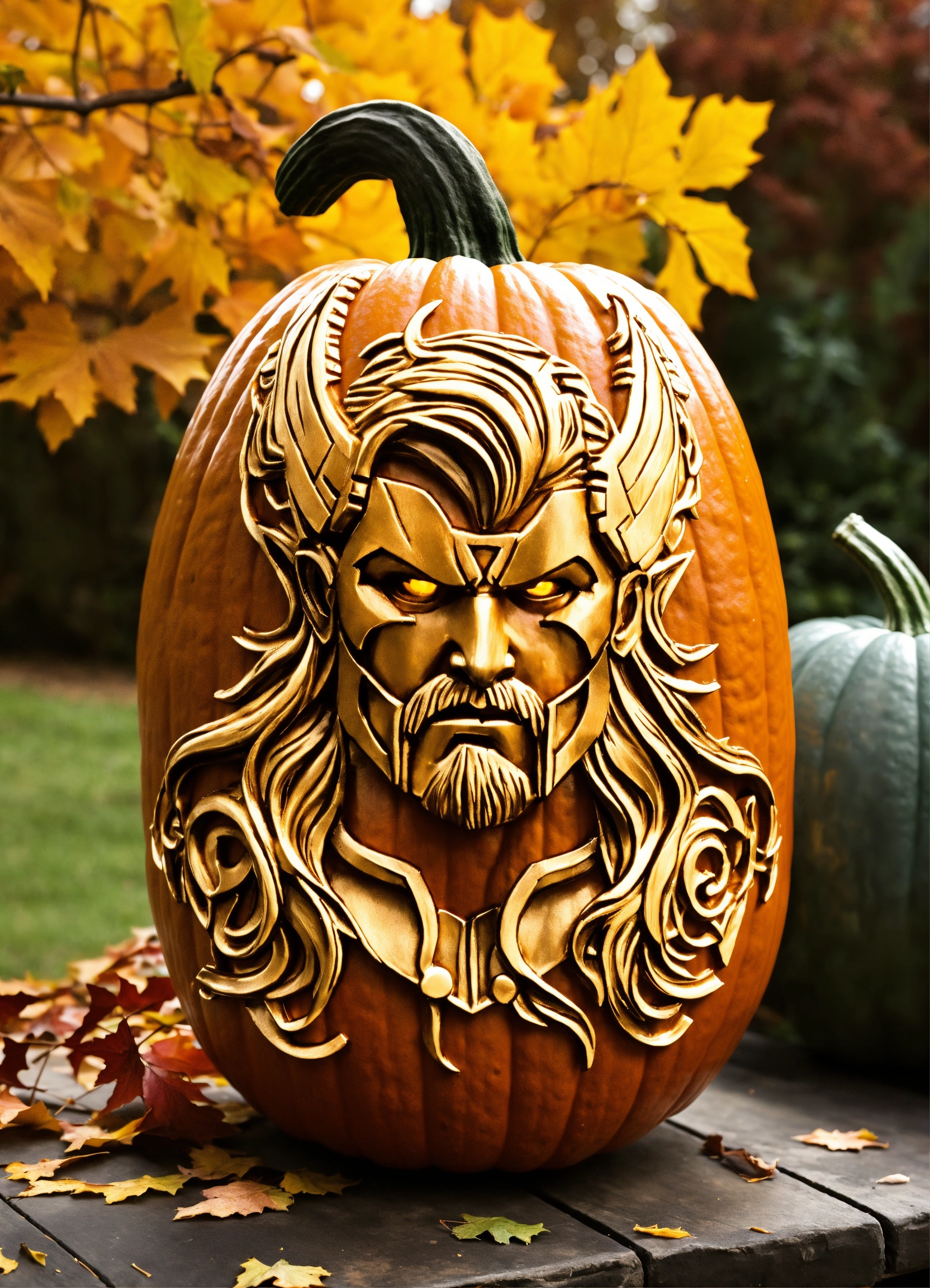 Lexica - Thor inspired pumpkin, realistic