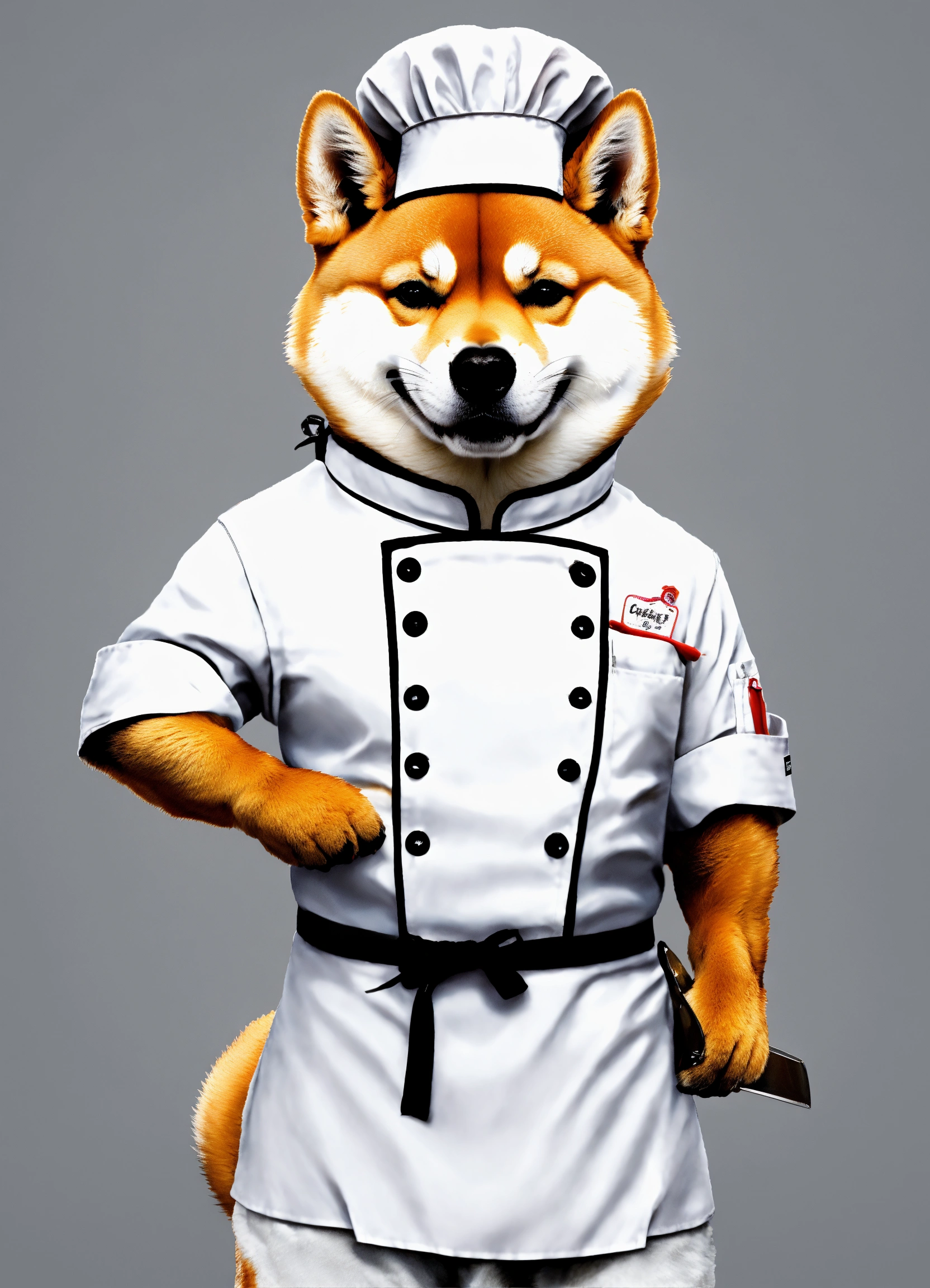 Lexica - Anthropomorphic shiba inu in a chef's white shirt and white ...