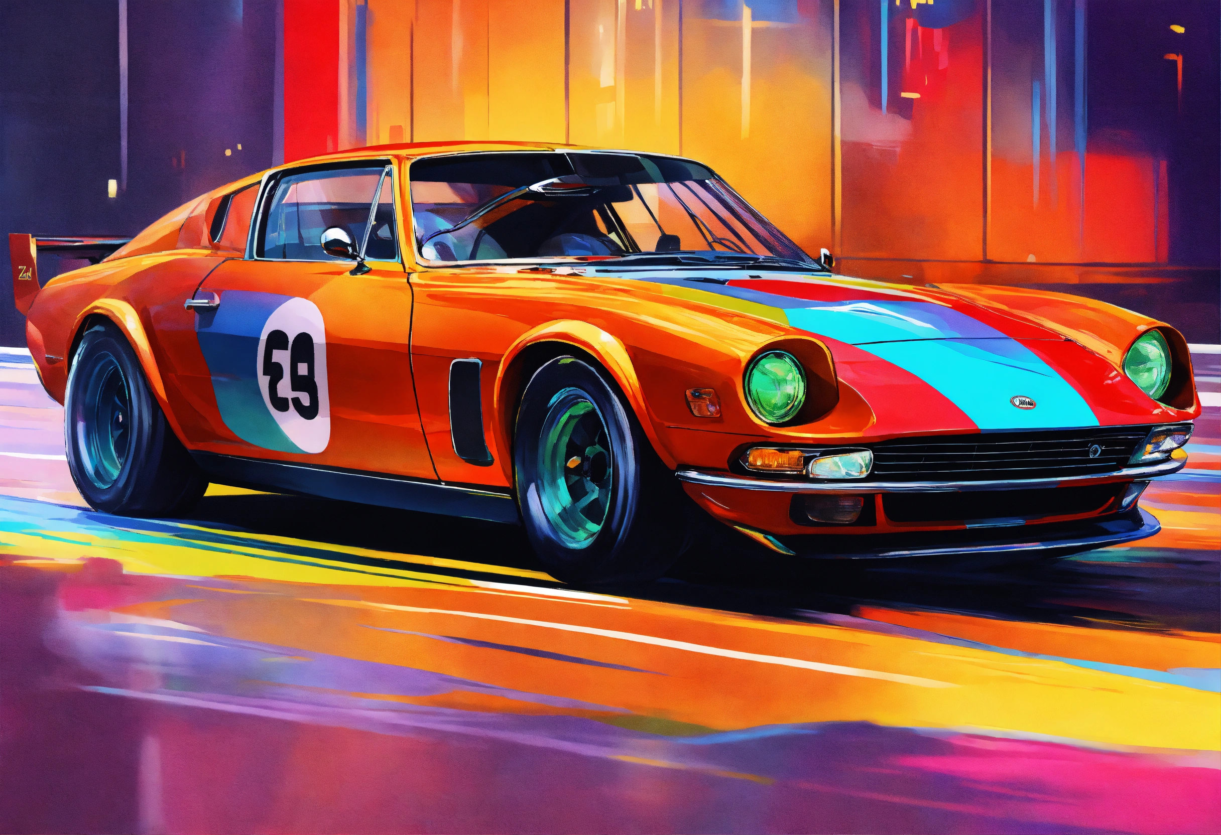 Lexica - A colorful art illustration, race car sports car,