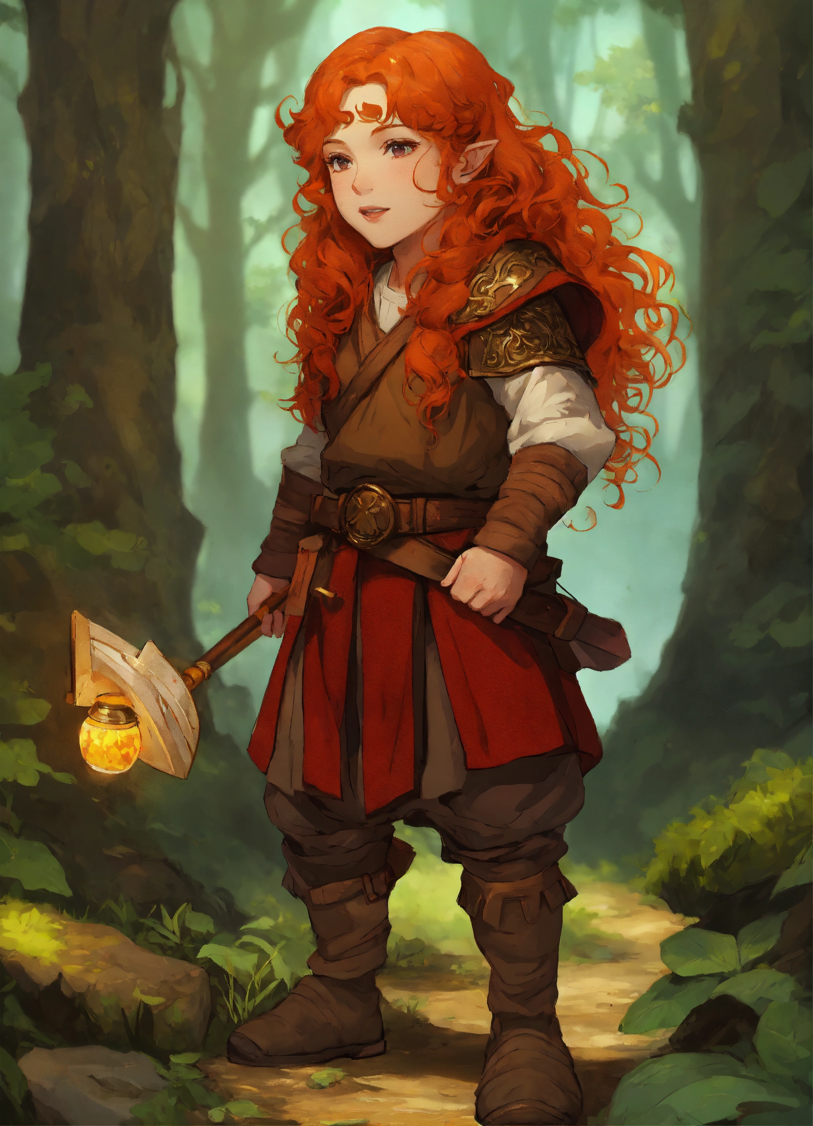 Lexica - Red headed halfling monk and cleric in a forest
