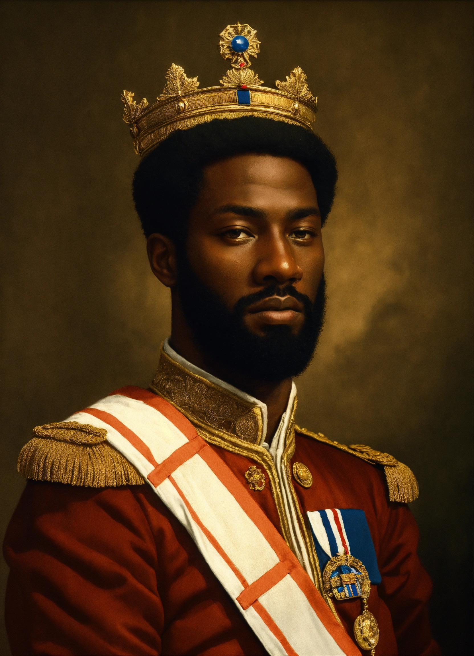 Lexica - A black king david wearing a white military uniform