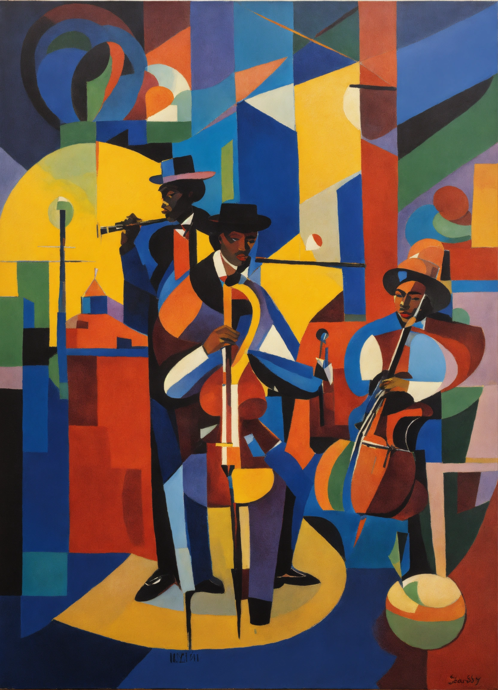Lexica - Orphist painting of African American jazz ensemble, vibrant ...