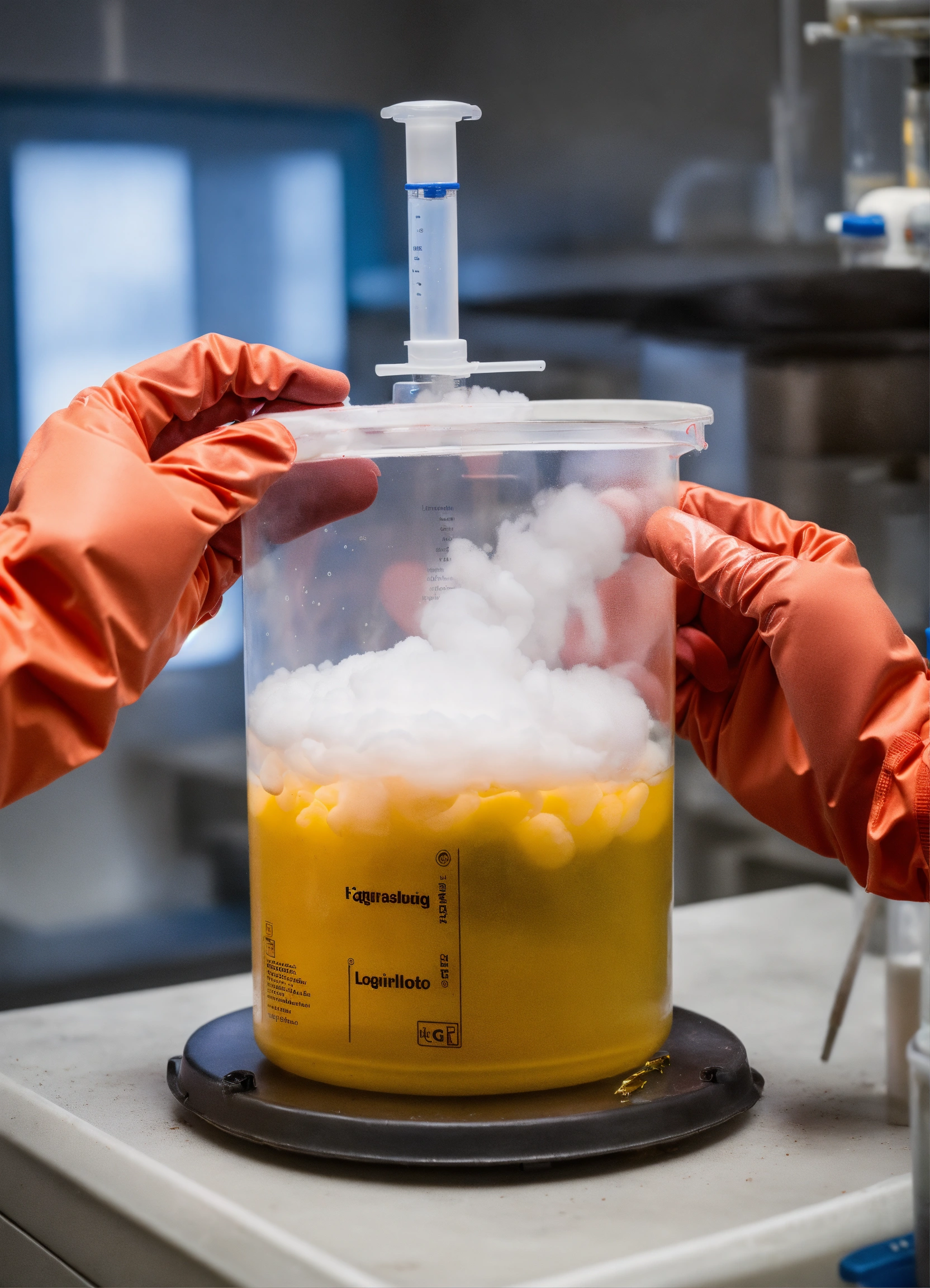 Lexica - Hand wiht protective-thermo gloves pulling laboratory tubes ...