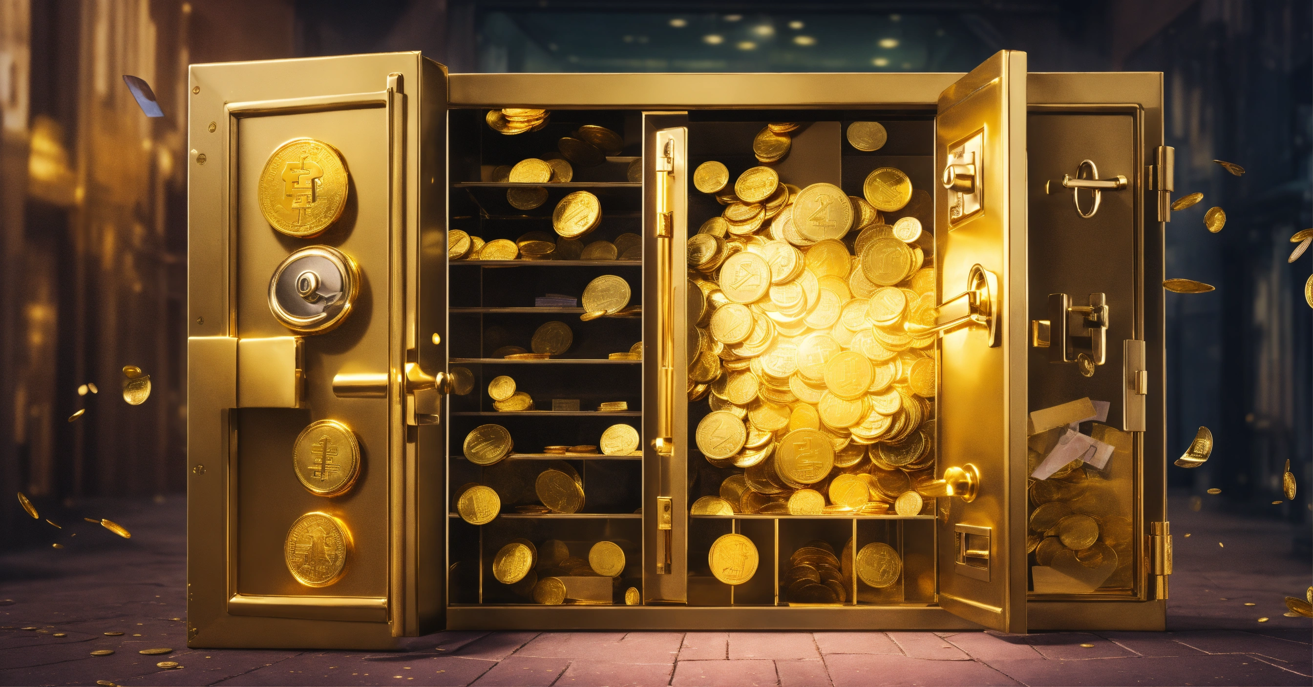 Lexica - An image of a key unlocking a vault filled with gold coins ...