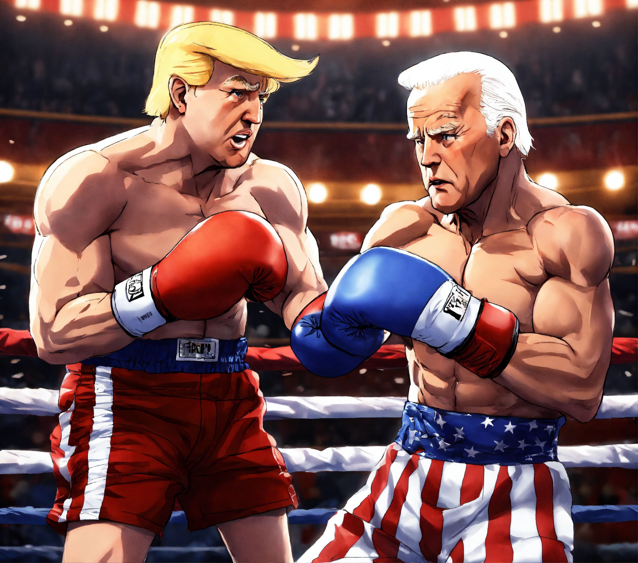 Lexica - President Trump boxing with president Biden, Anime, 8k
