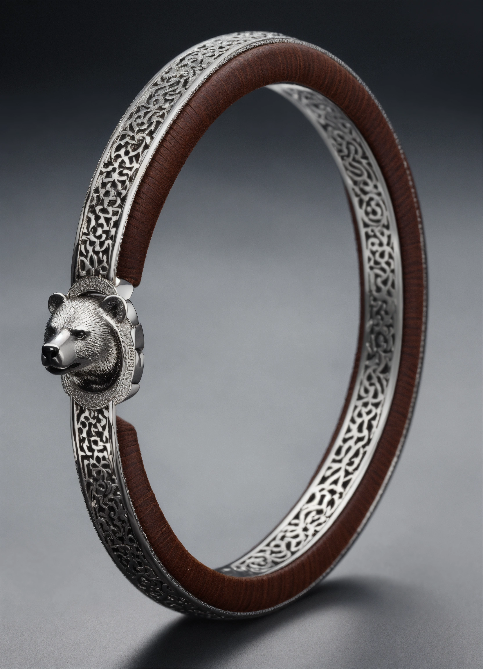 Lexica - Guilloché bear bracelet, Ford Hallam Style, Shibuichi, tsuba ...