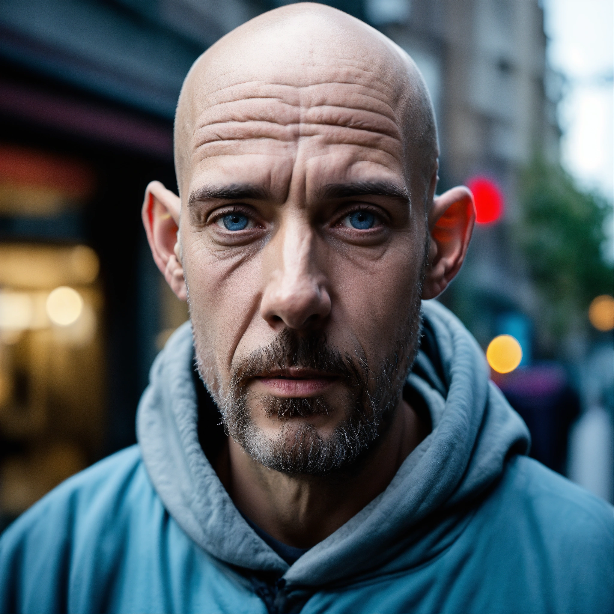 Lexica - A HUGE HOMELESS MAN, LUMPY BALD HEAD, A TINY GOATEE , NO ...