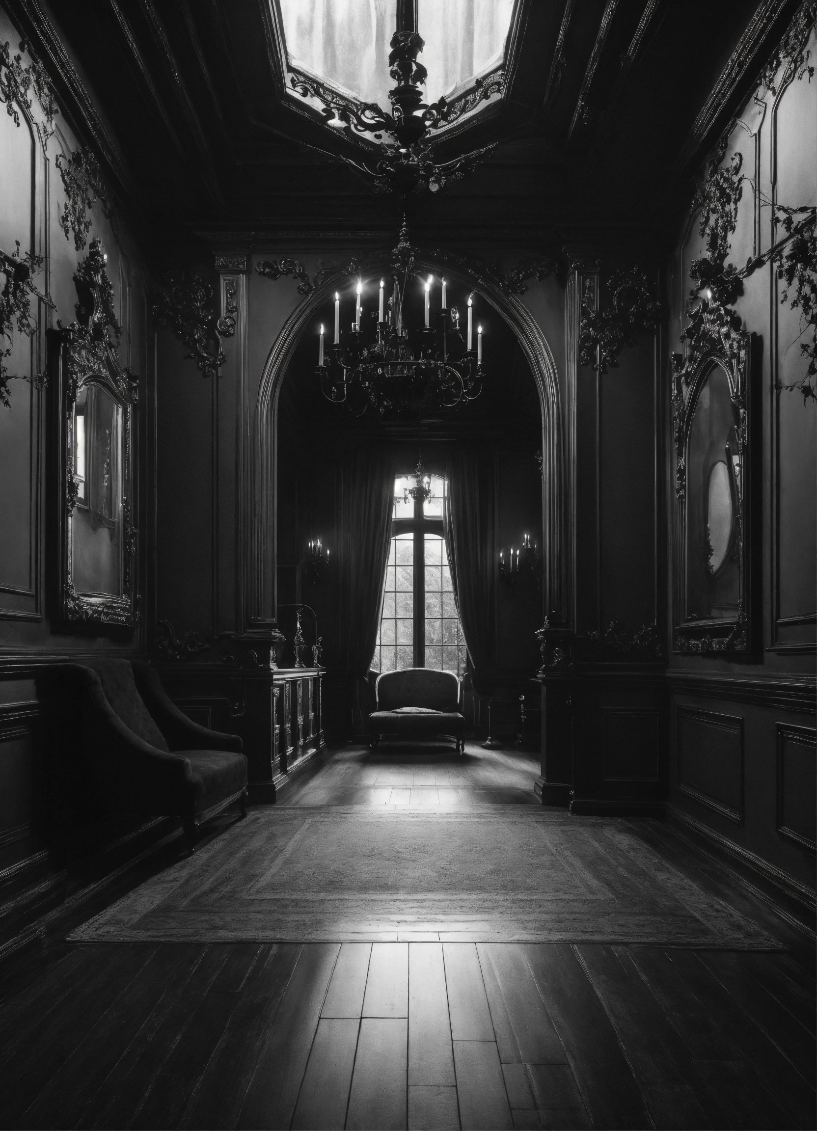 Lexica - A black and white dark vampire manor hall