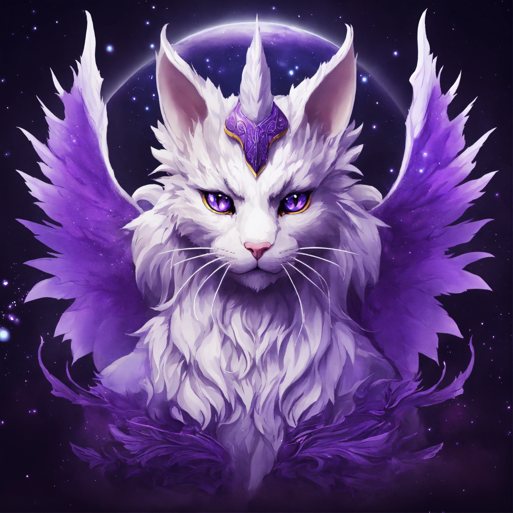 Lexica - White purple Dragon Cat with wings the wizard, fantasy, anime ...