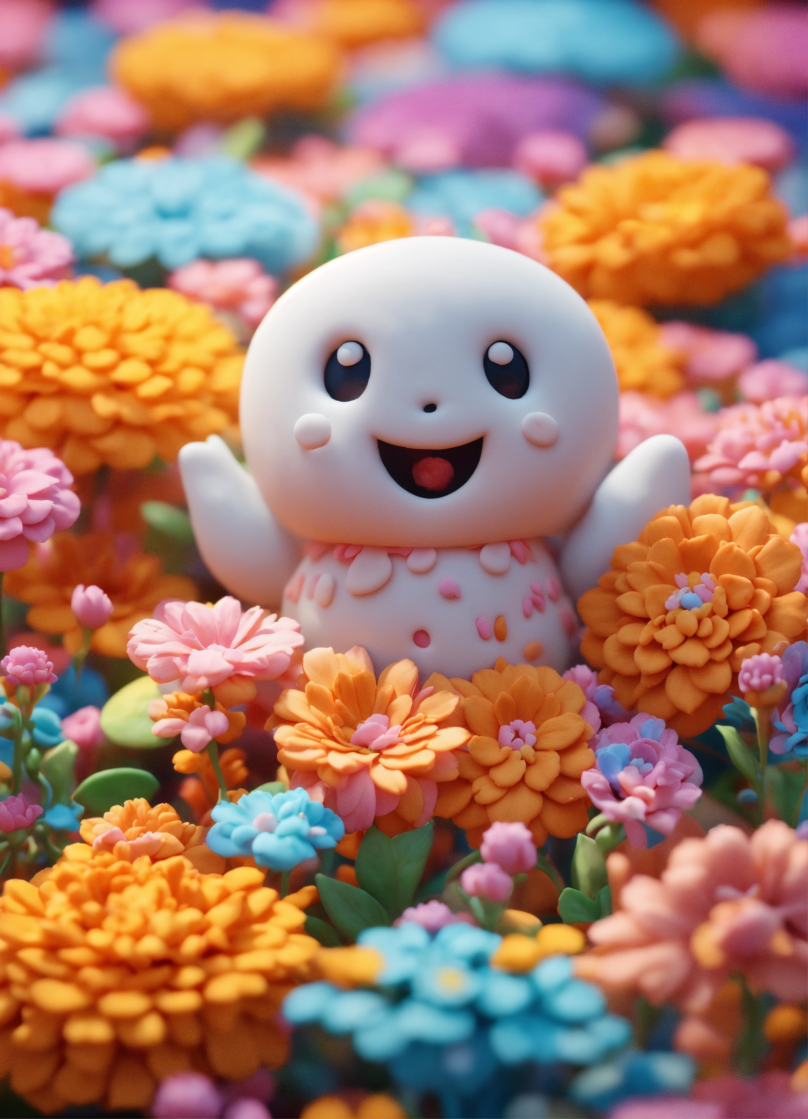 Lexica - 3d effect of cute clay ghosts and flowers in an overall ...