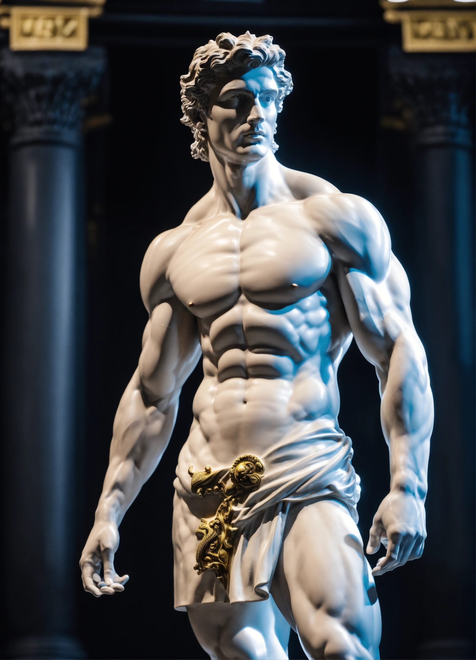 Lexica - A Statue from a muscular Greek god Statue with a wavey middel ...