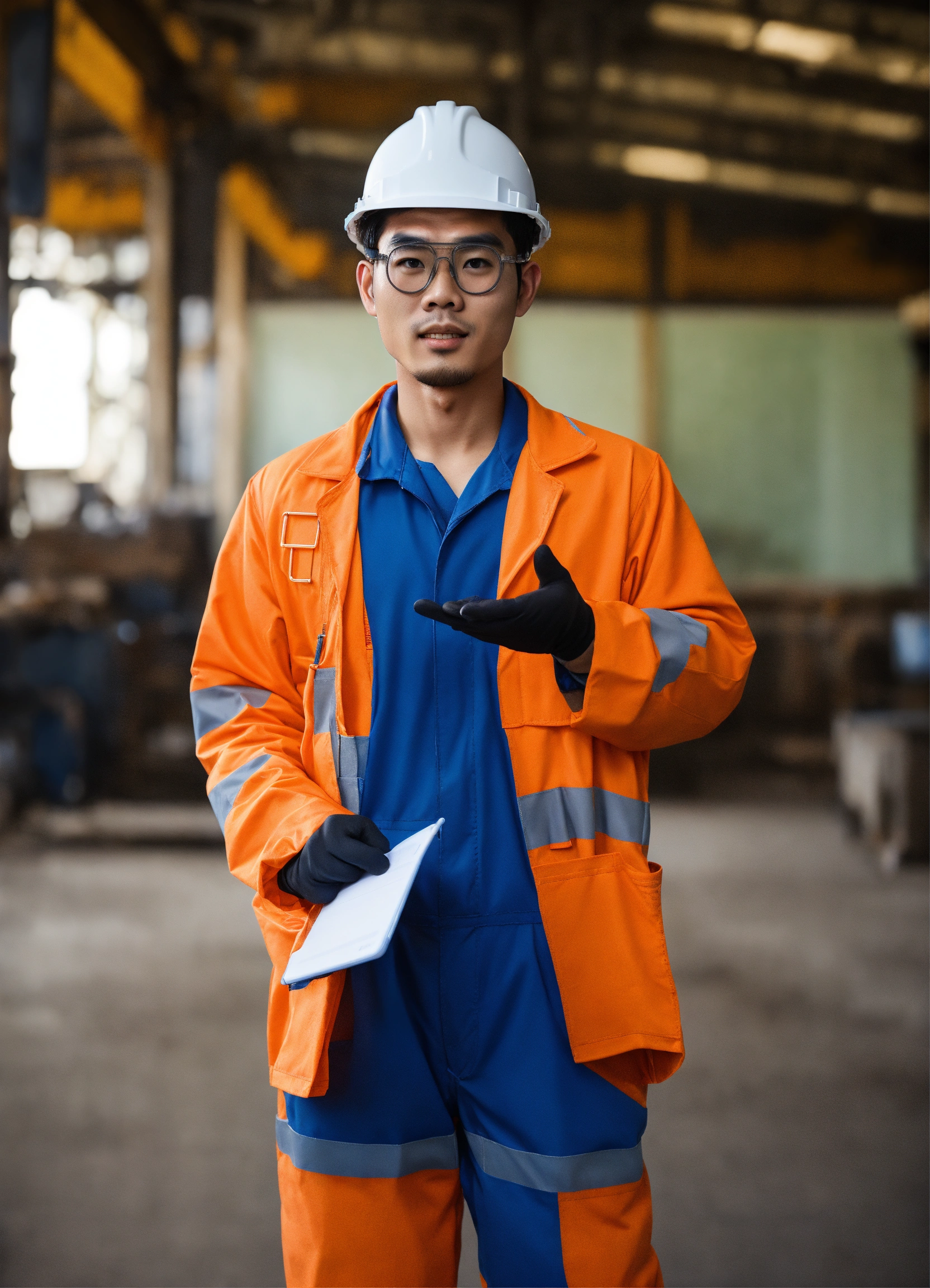 Lexica - Full body image of Asian male wearing engineering coverall ...