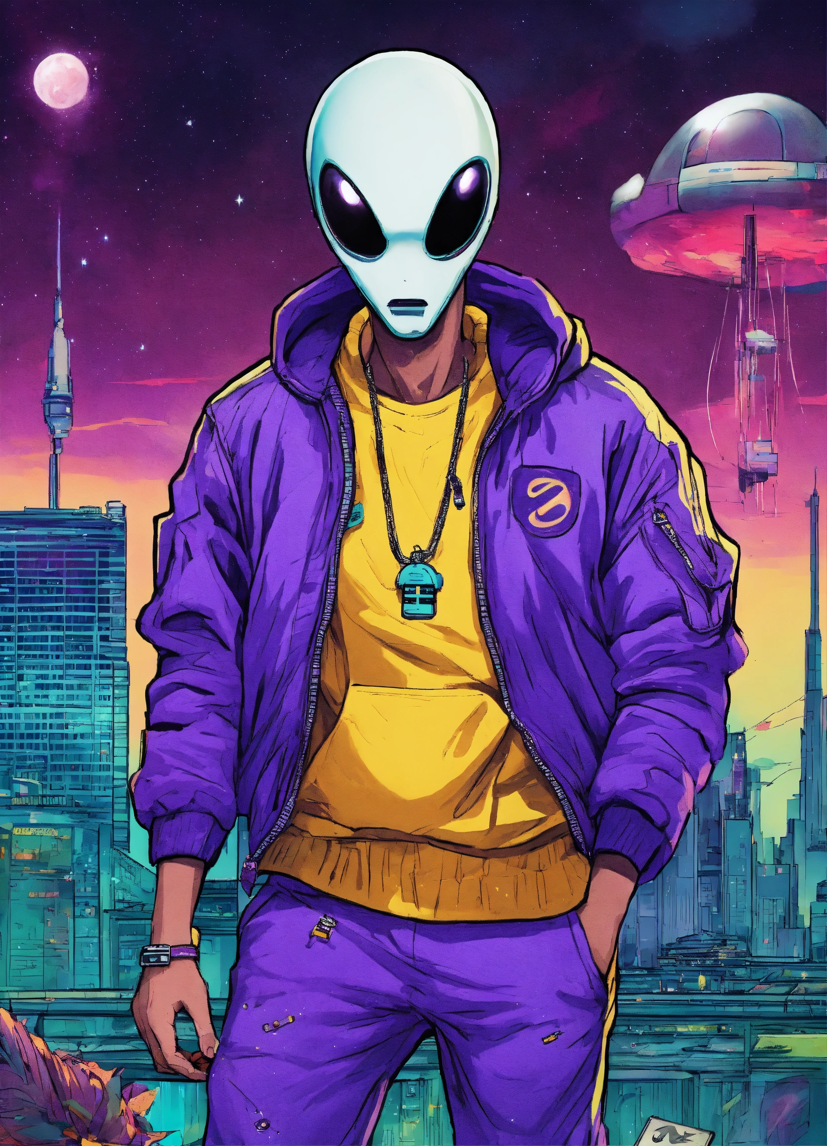 Lexica - Criminal, alien face, jogging pants, nike airmax plus, pistol ...