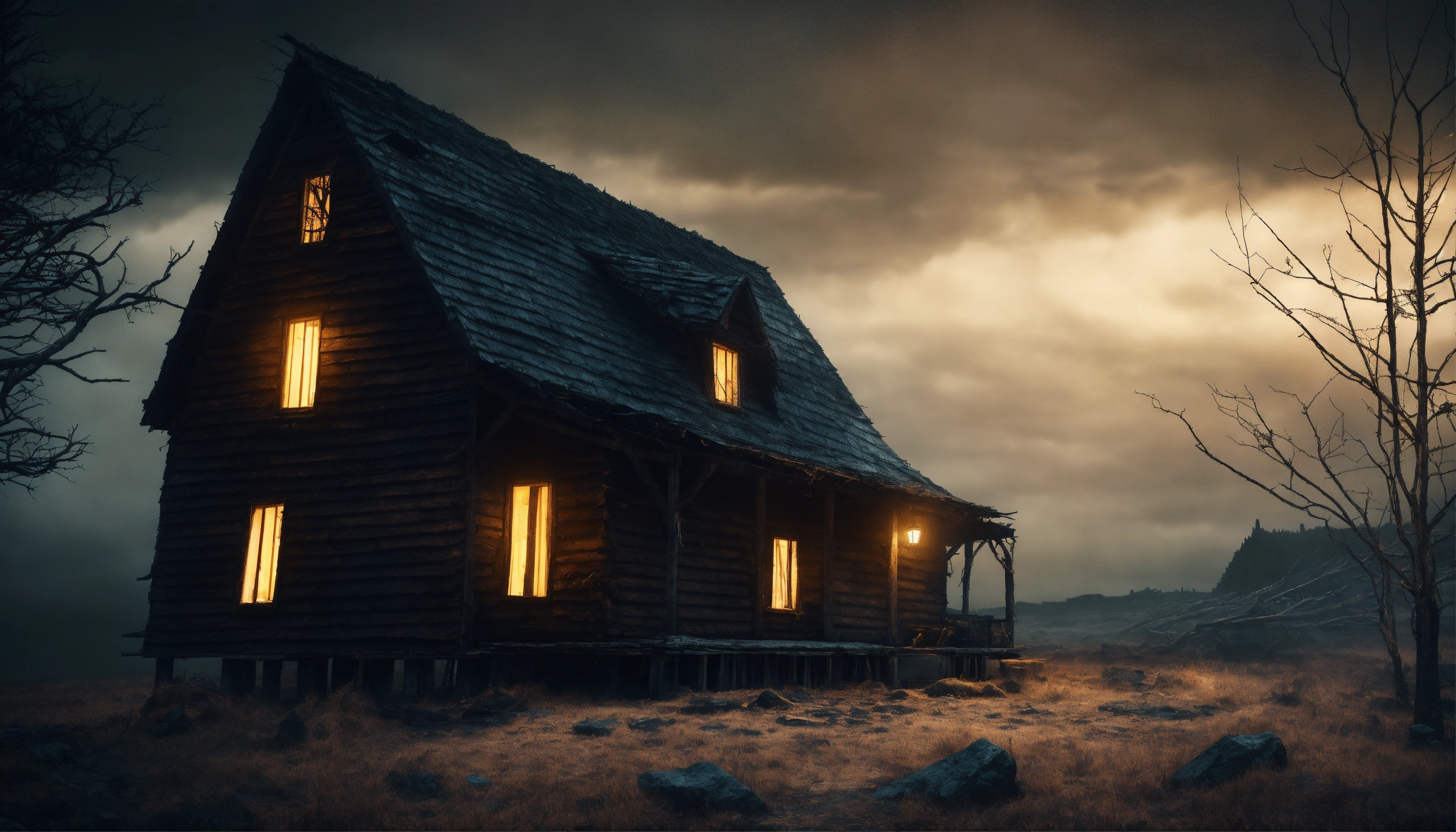 Lexica - NIGHT . DARK NIGHT. wooden house. digital image of a dark and ...