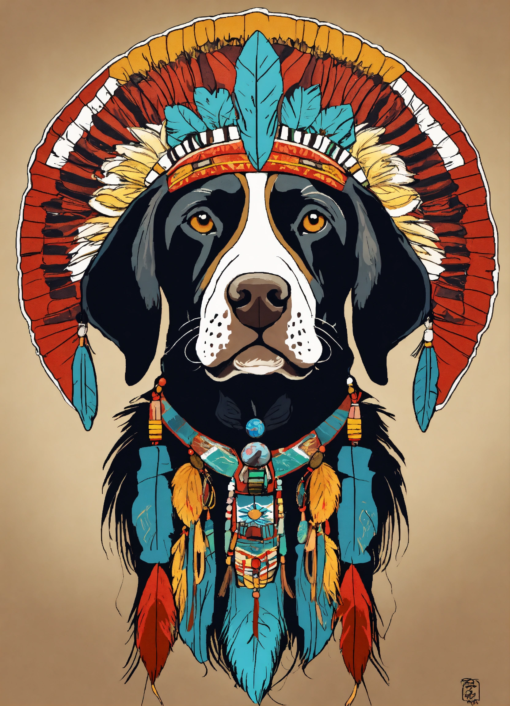 Lexica - German short hair pointer dog shaman, native american style ...